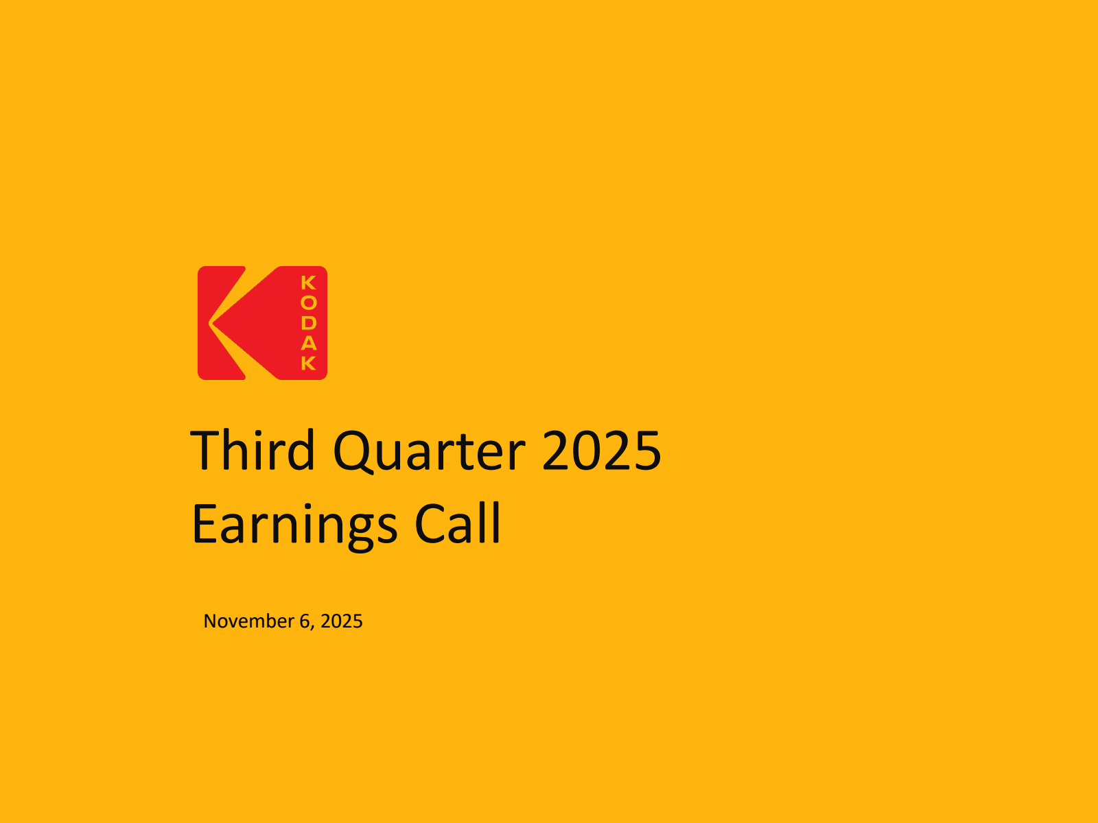 KODK Q3 2025 Earnings Report on 11/6/2025