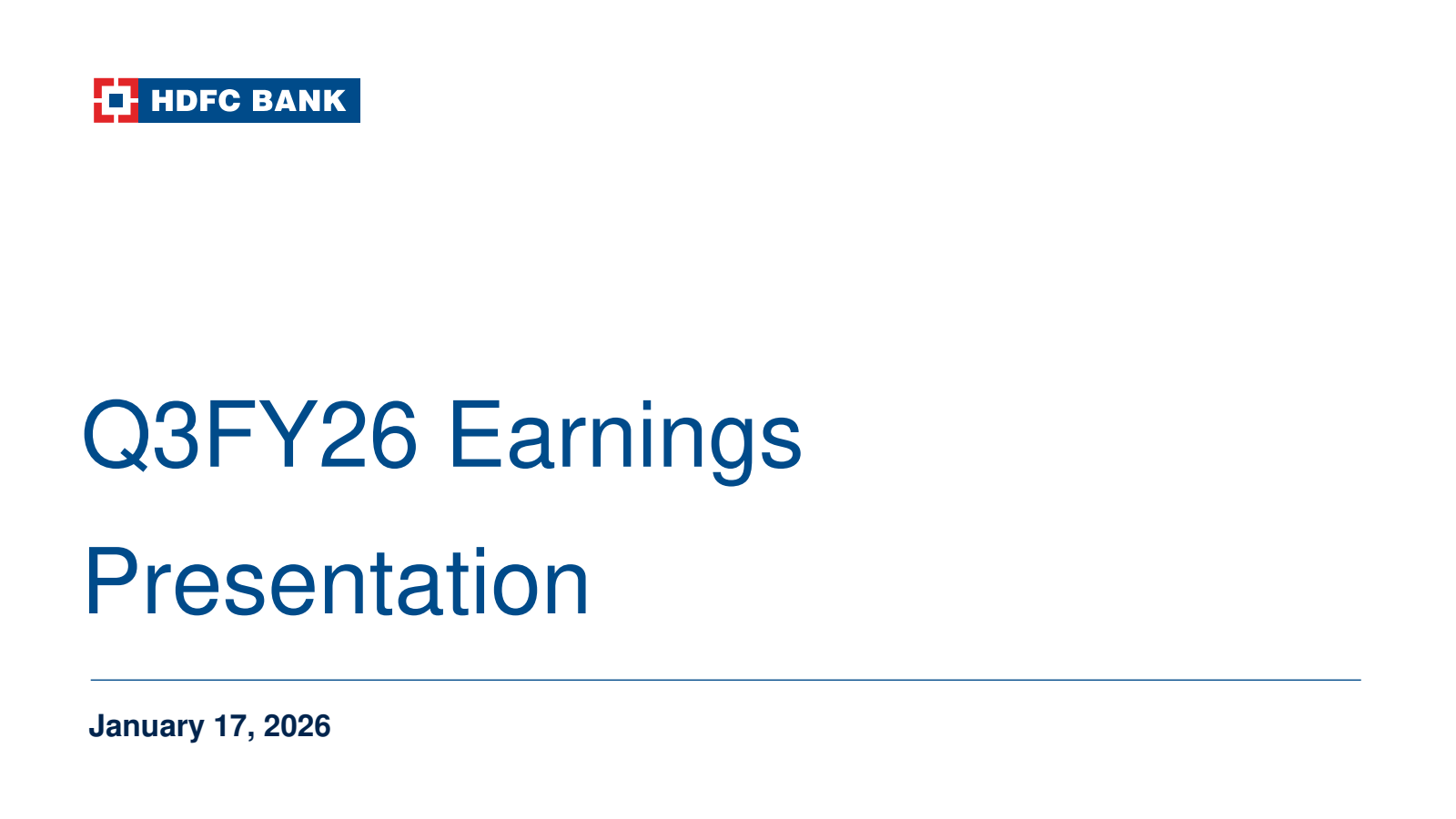 HDB Q3 25/26 Earnings Report on 1/20/2026