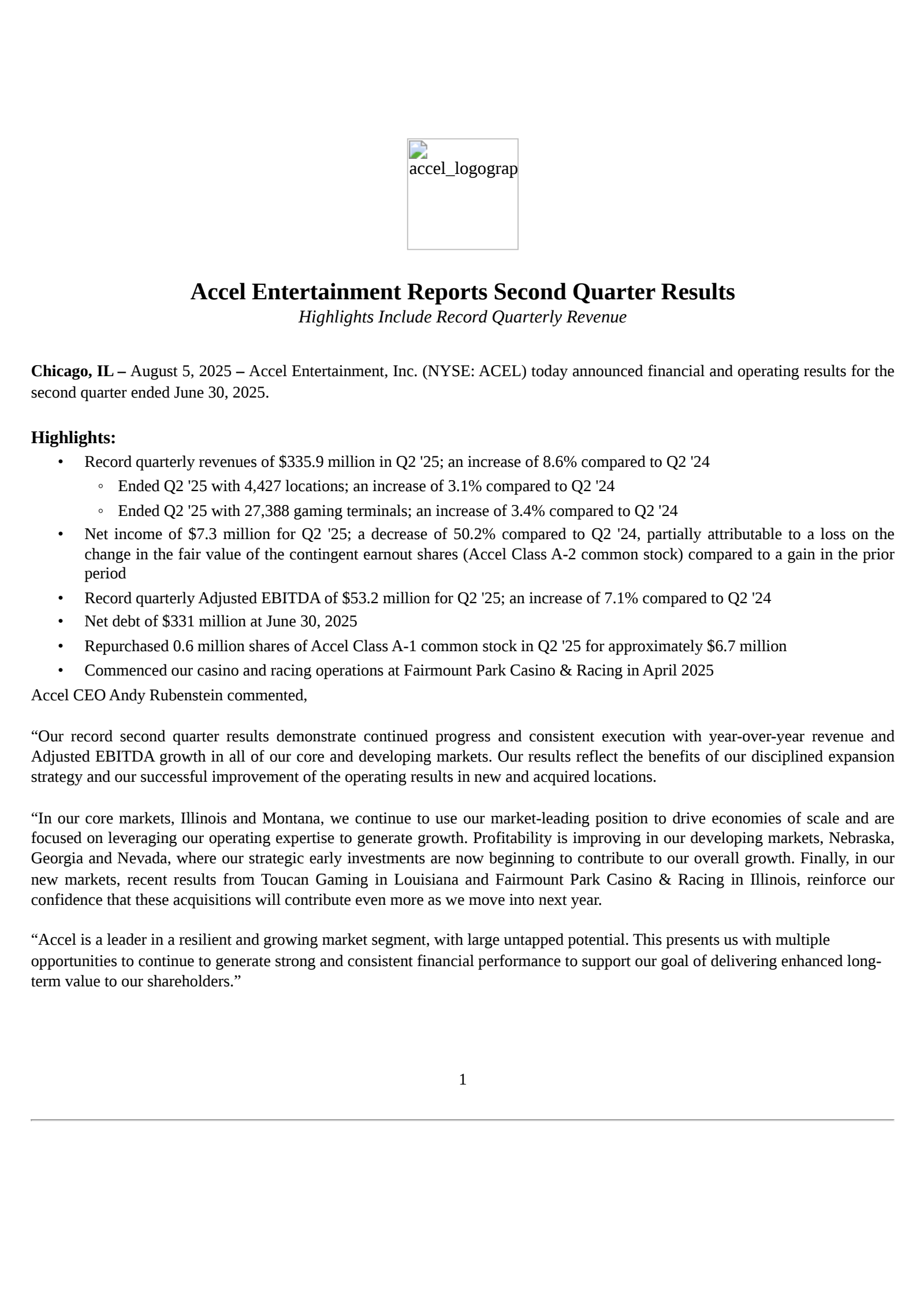 ACEL Q2 2025 Earnings Report on 8/5/2025