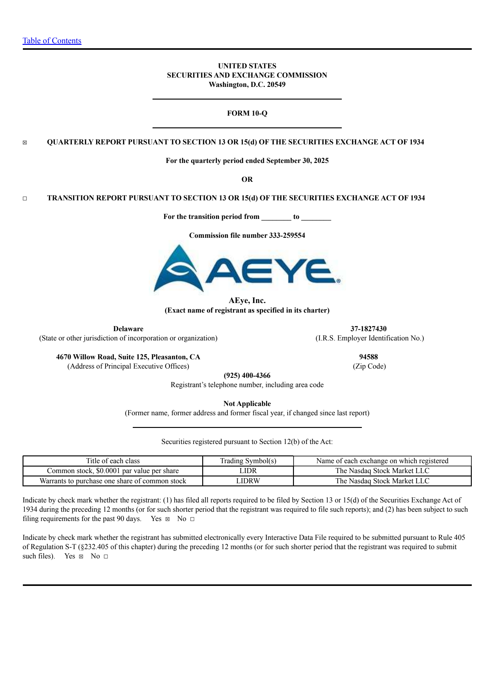 LIDR Q3 2025 Earnings Report on 11/7/2025