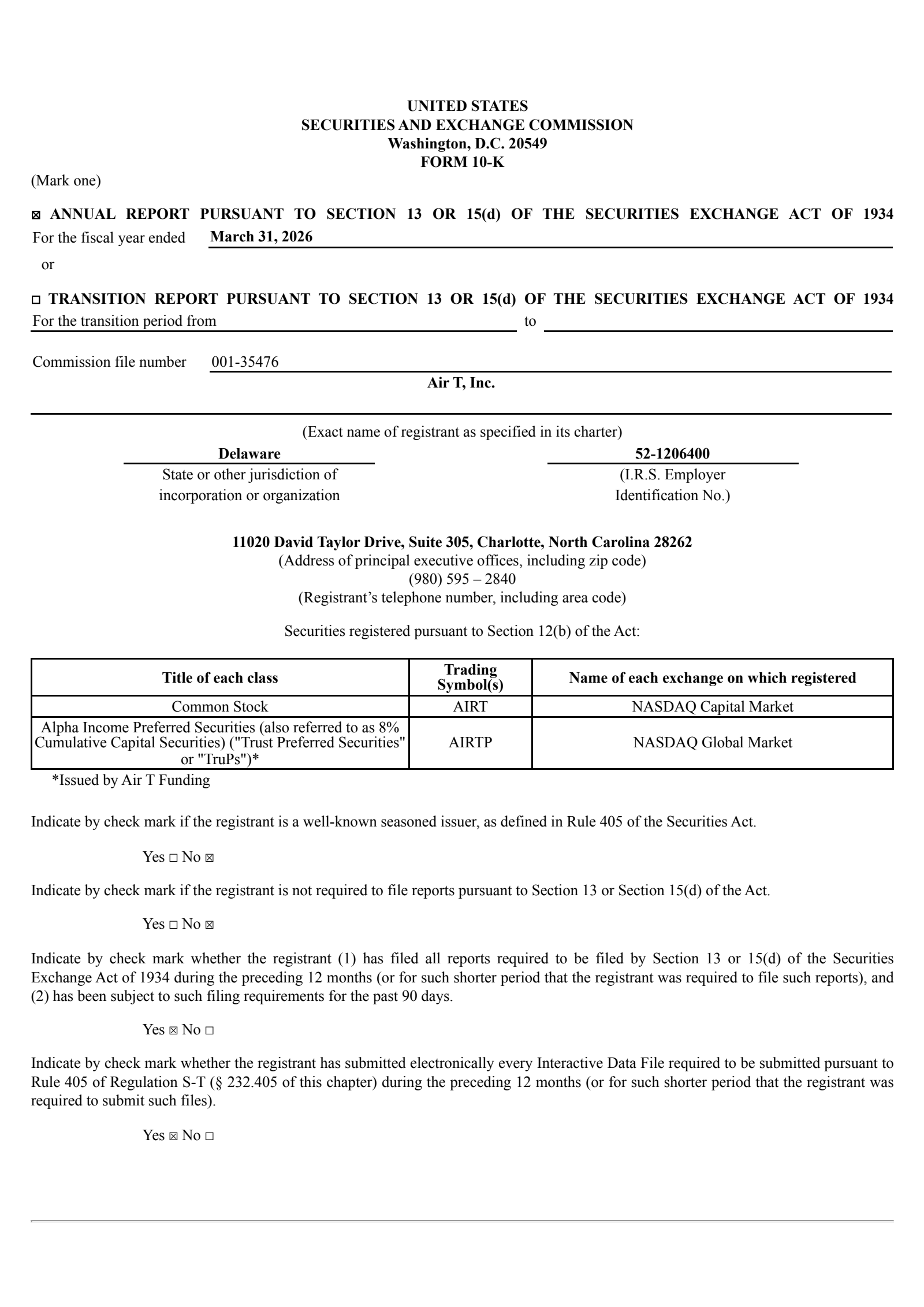 AIRT Q4 2026 Earnings Report on 6/29/2026