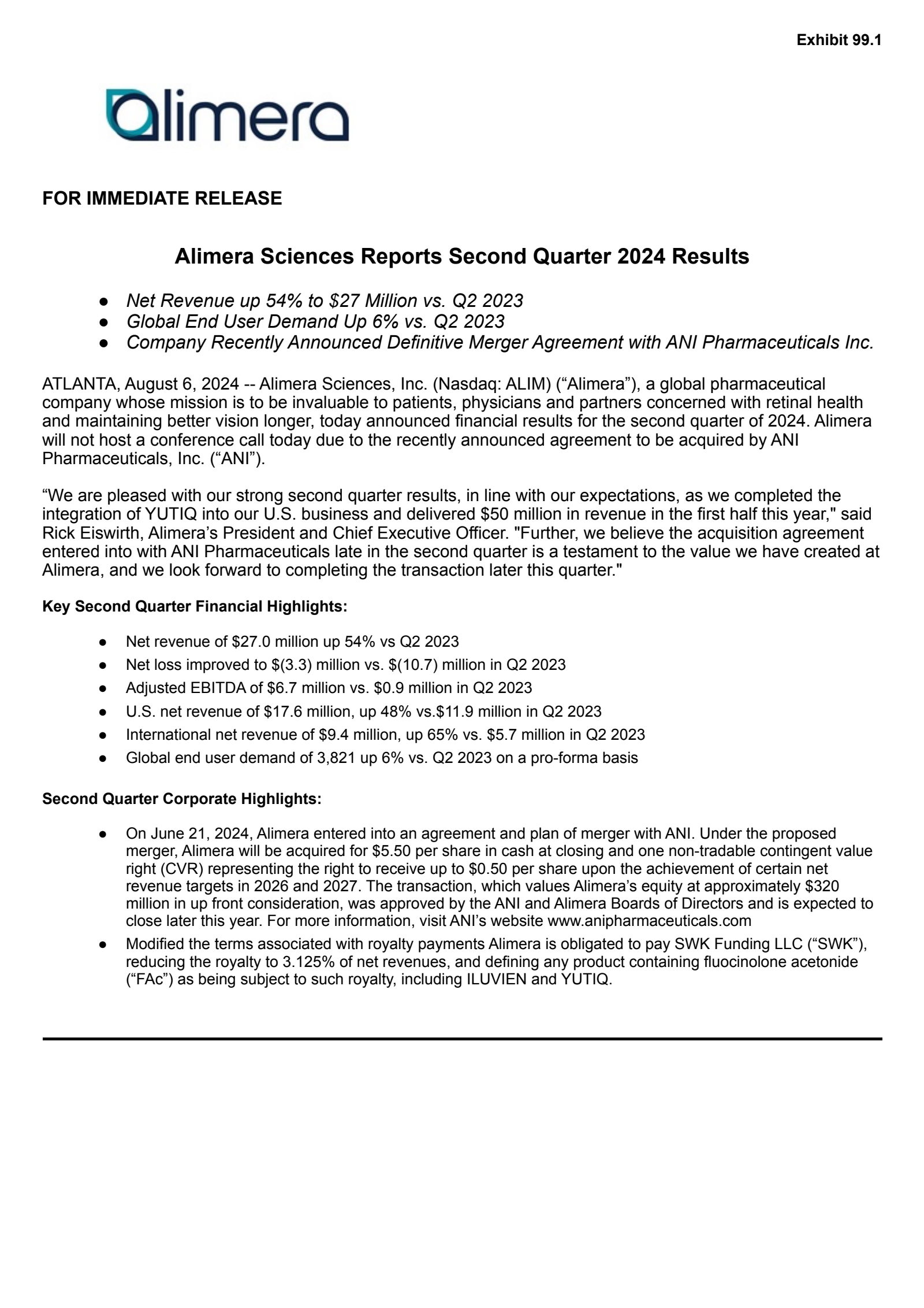 ALIM Q2 2024 Earnings Report on 8/6/2024
