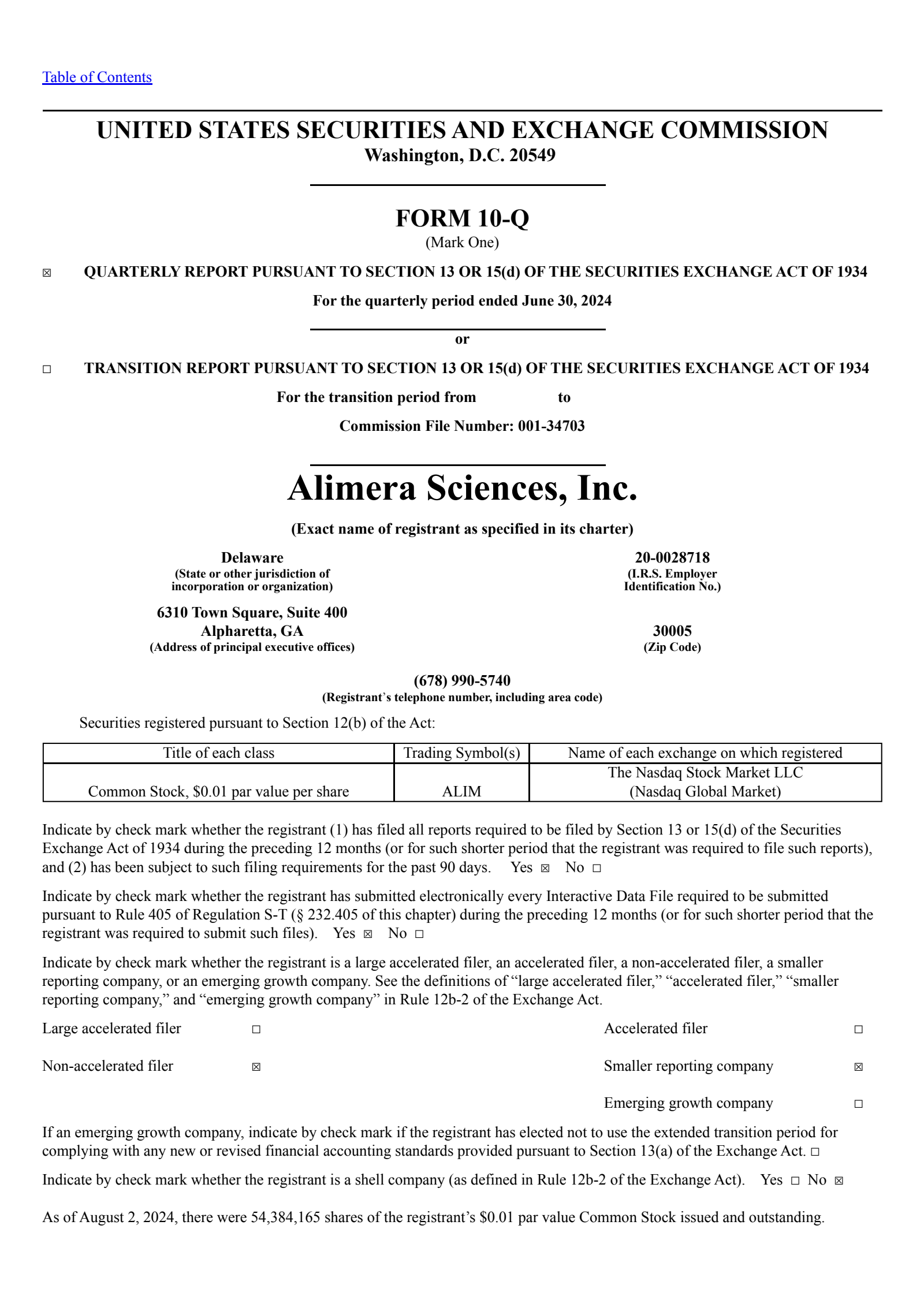 ALIM Q2 2024 Earnings Report on 8/6/2024