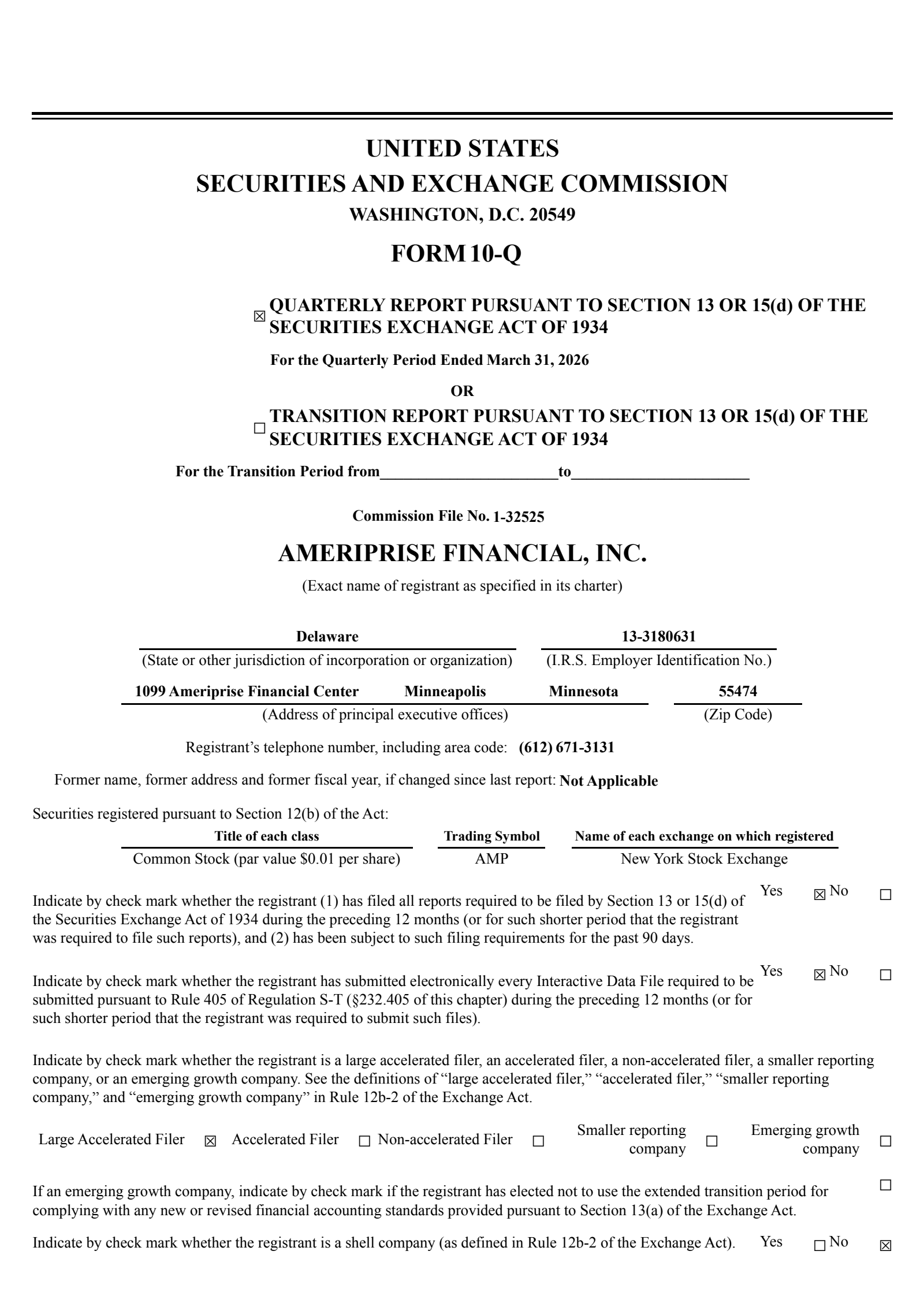 AMP Q1 2026 Earnings Report on 4/23/2026