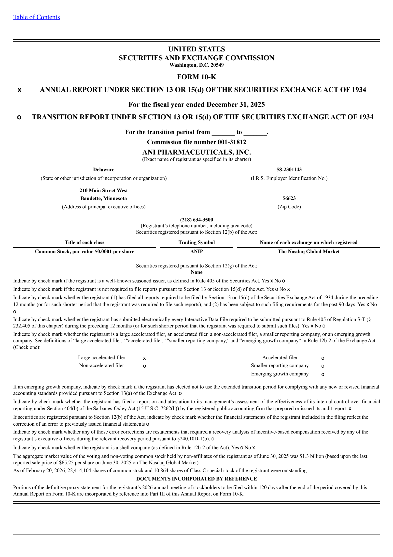 ANIP Q4 2025 Earnings Report on 2/27/2026