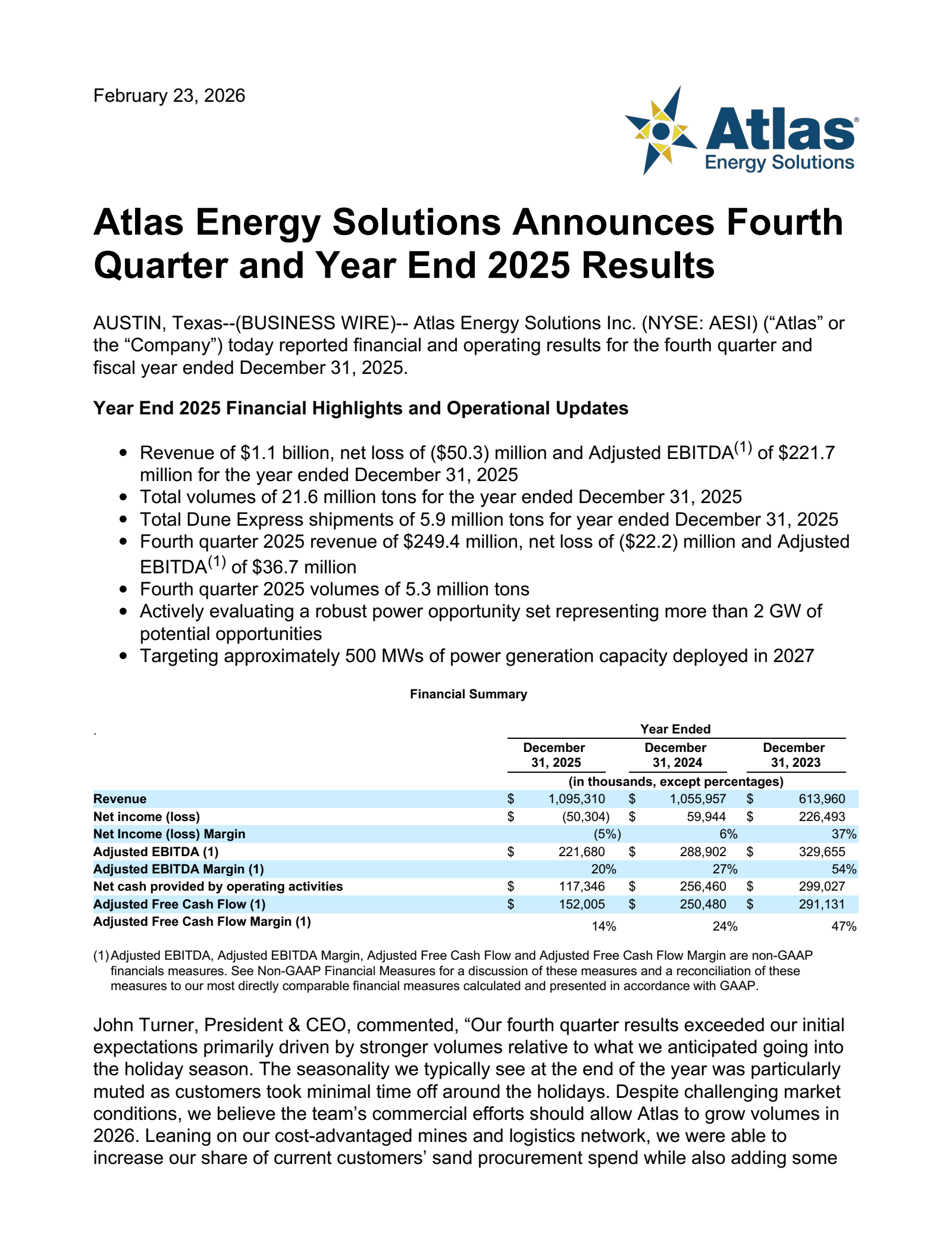 AESI Q4 2025 Earnings Report on 2/23/2026