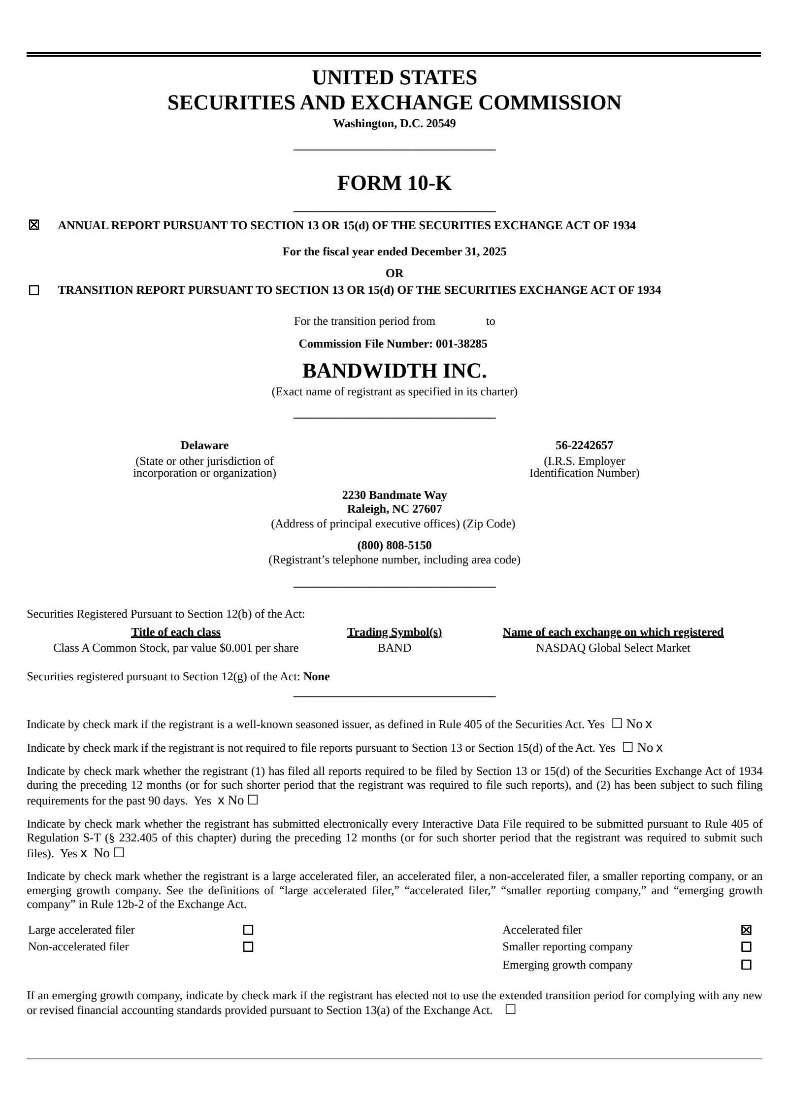 BAND Q4 2025 Earnings Report on 2/19/2026