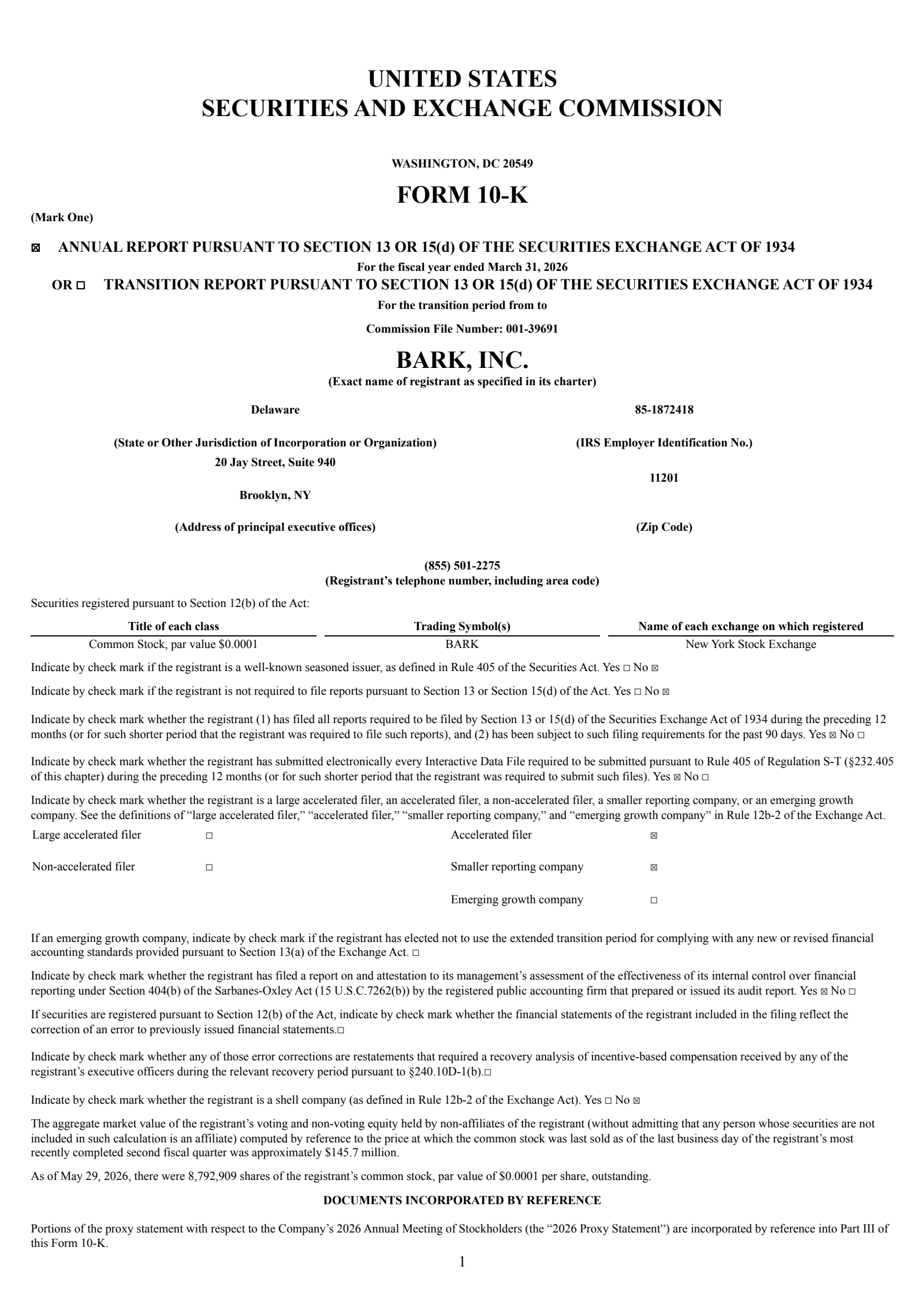 BARK Q4 2026 Earnings Report on 6/9/2026