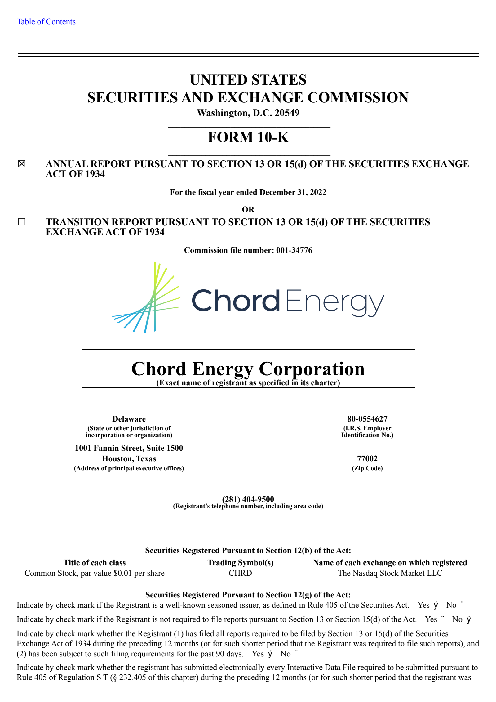 CHRD Q4 2022 Earnings Report on 2/22/2023
