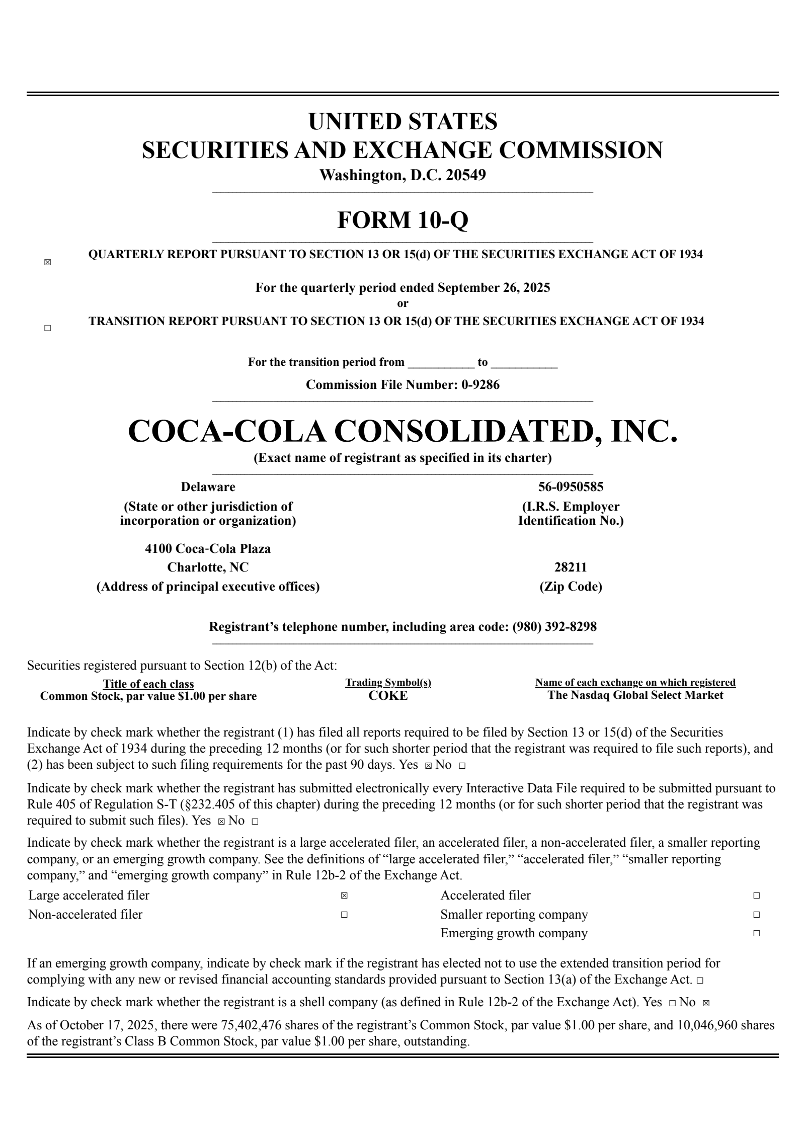 COKE Q3 2025 Earnings Report on 10/29/2025