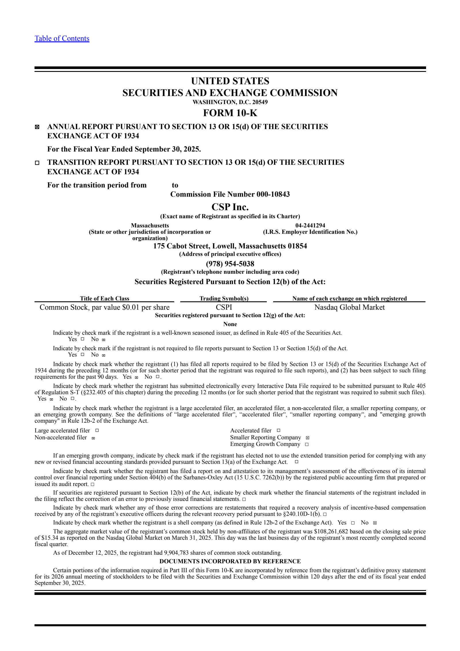 CSPI Q4 2025 Earnings Report on 12/16/2025