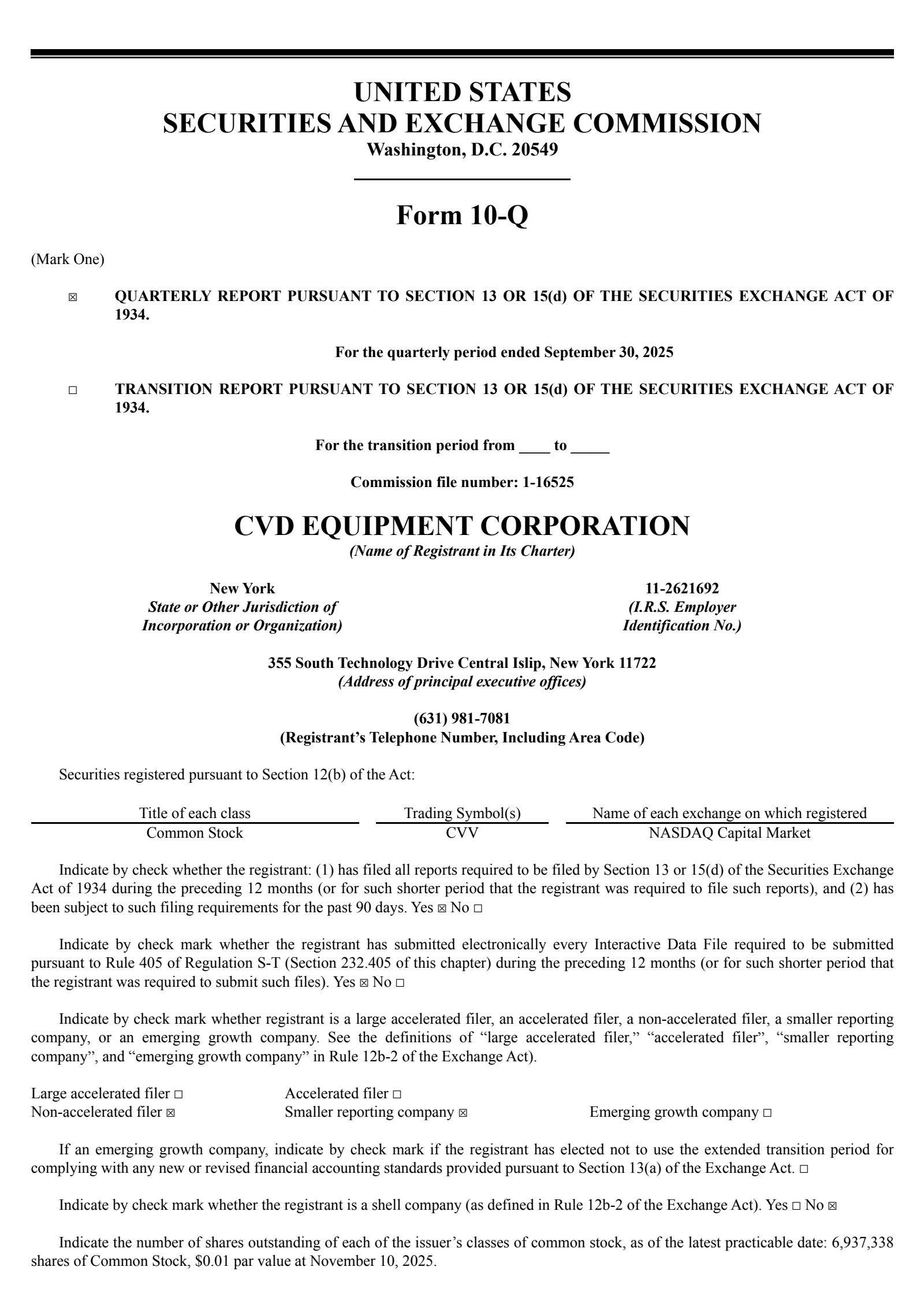 CVV Q3 2025 Earnings Report on 11/10/2025