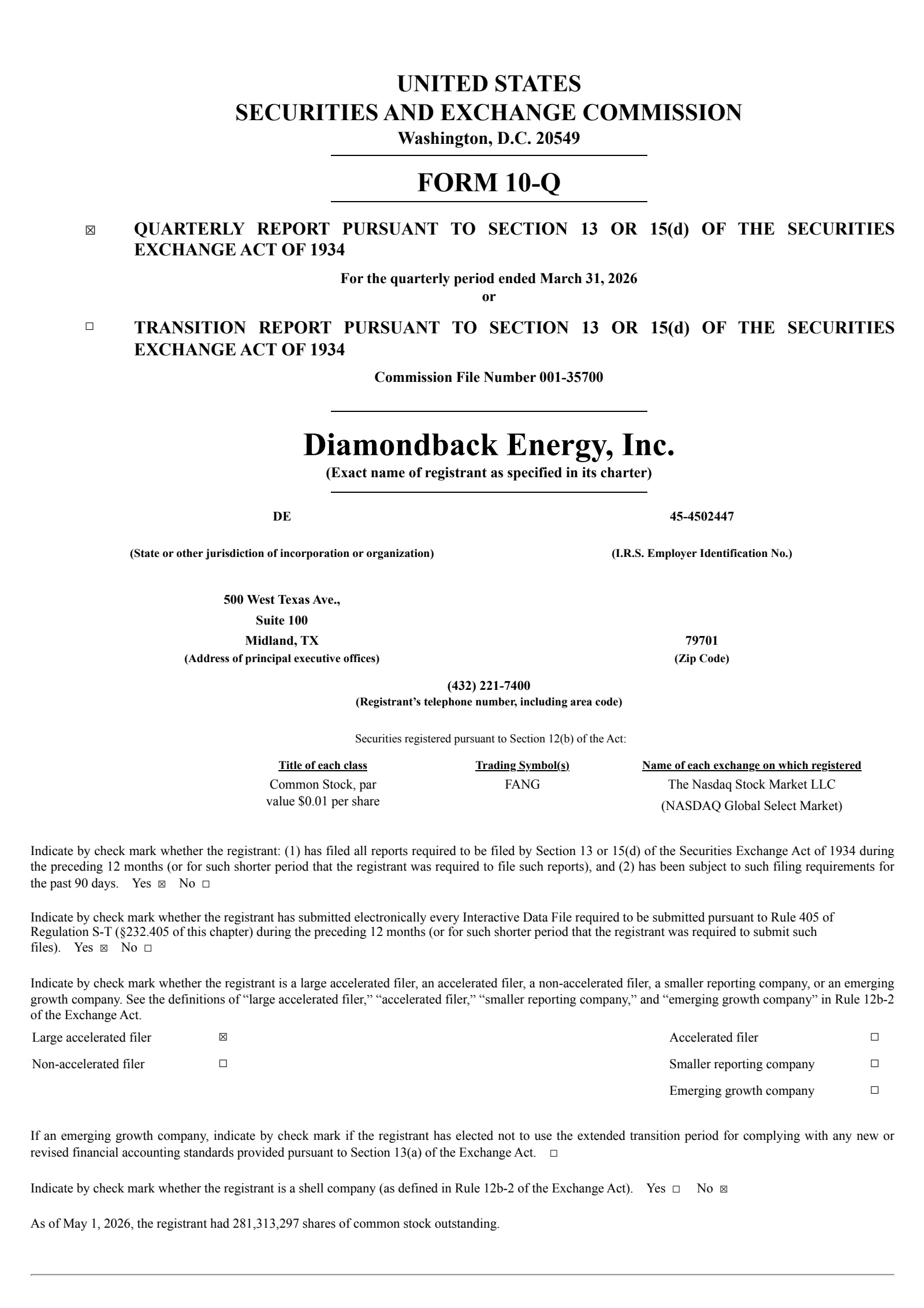 FANG Q1 2026 Earnings Report on 5/4/2026