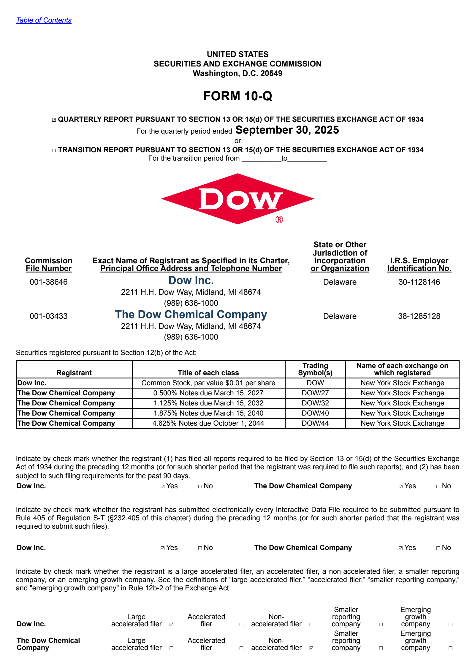 DOW Q3 2025 Earnings Report on 10/23/2025