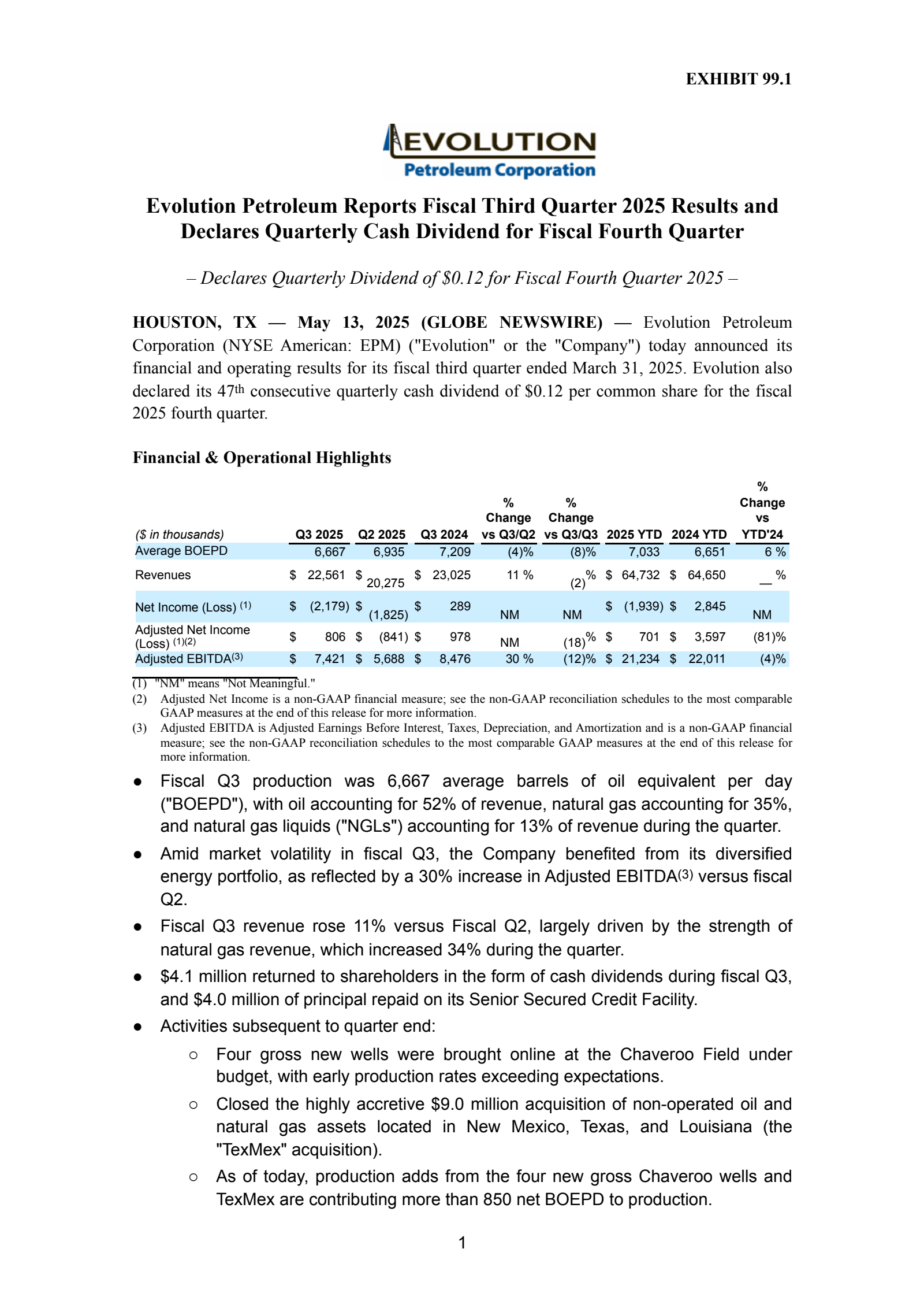 EPM Q3 2025 Earnings Report on 5/13/2025