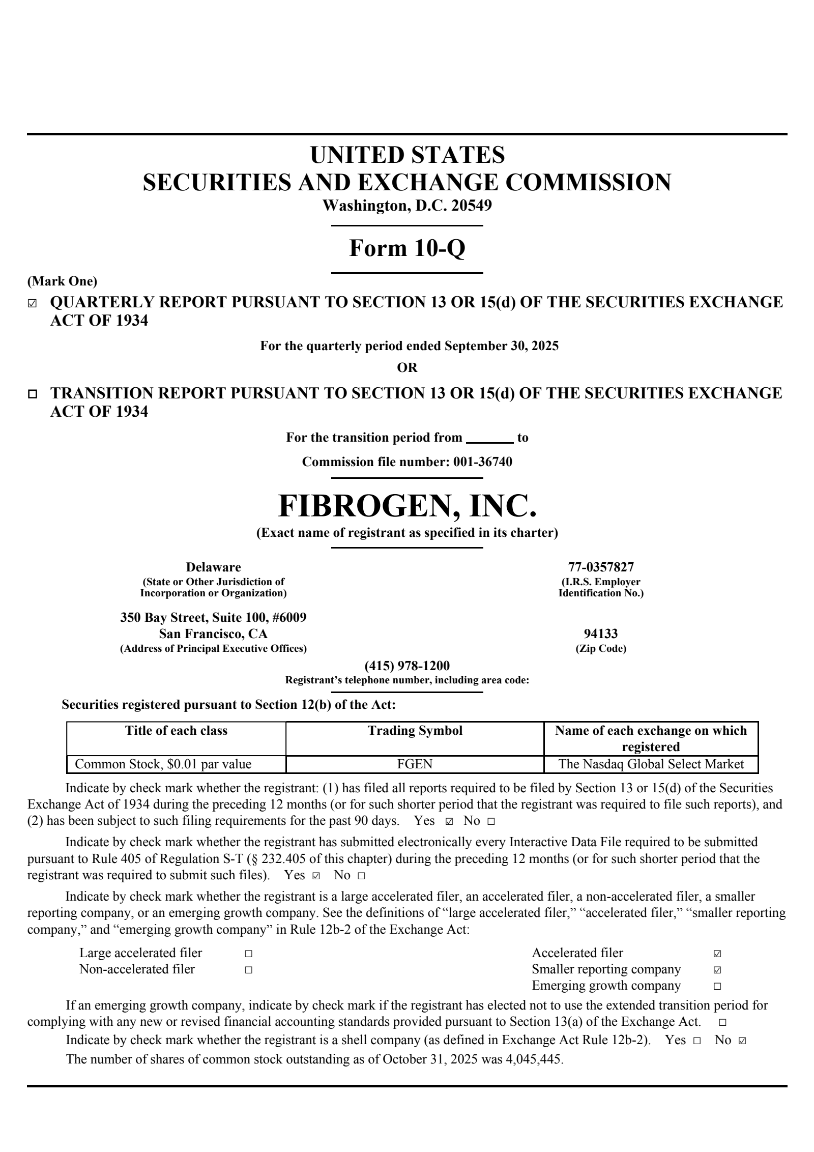 FGEN Q3 2025 Earnings Report on 11/10/2025