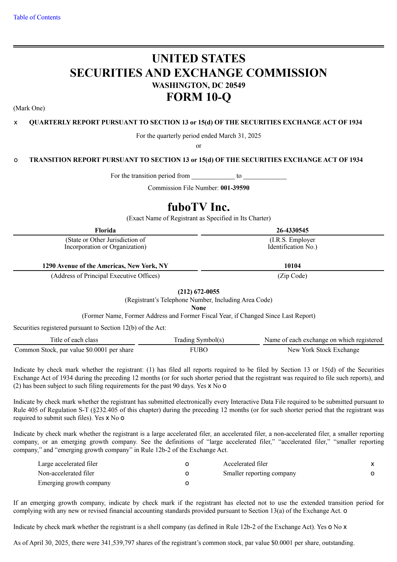 FUBO Q1 2025 Earnings Report on 5/2/2025