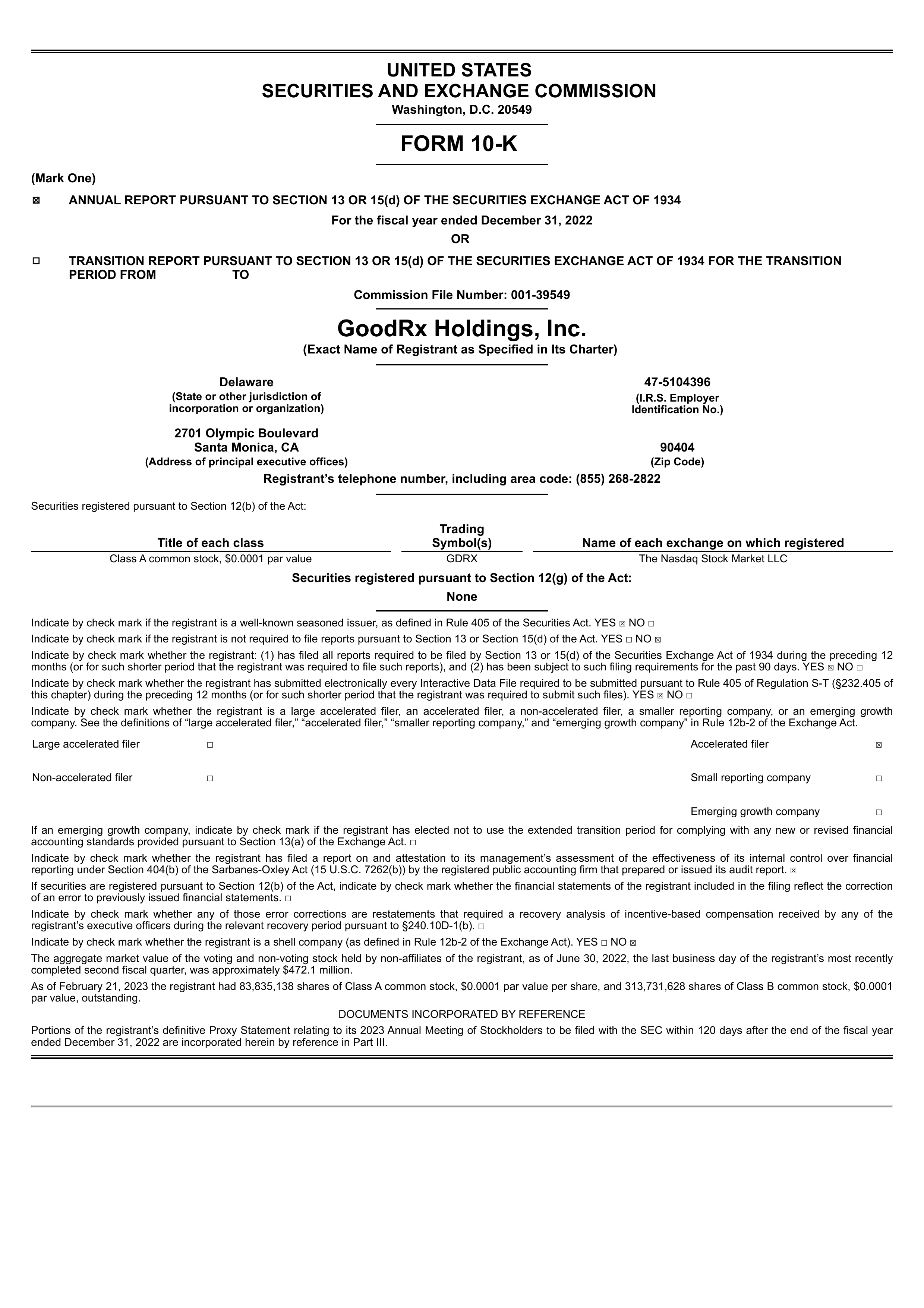 GDRX Q4 2022 Earnings Report on 2/28/2023
