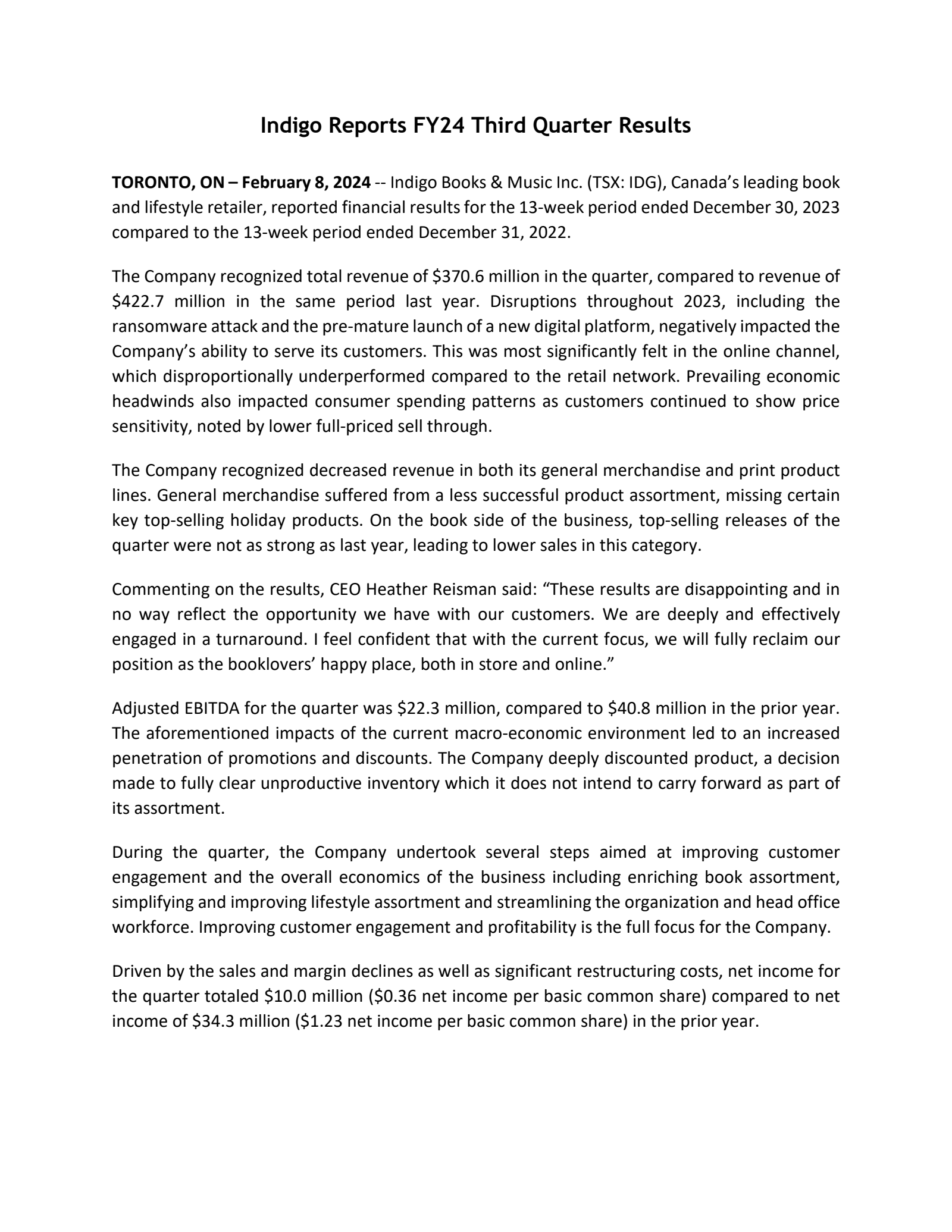 IDG Q3 2024 Earnings Report on 2/8/2024