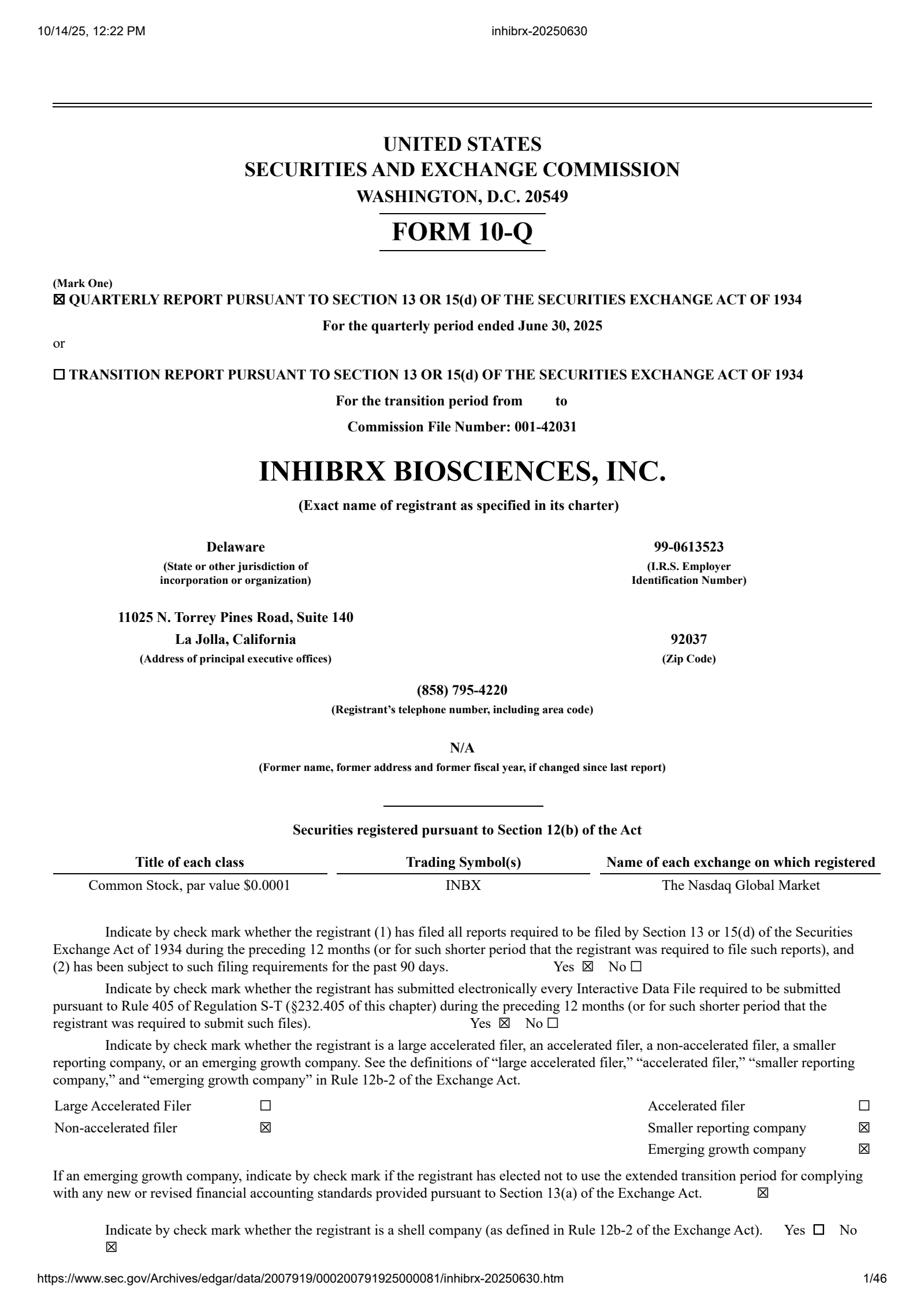 INBX Q2 2025 Earnings Report on 8/13/2025