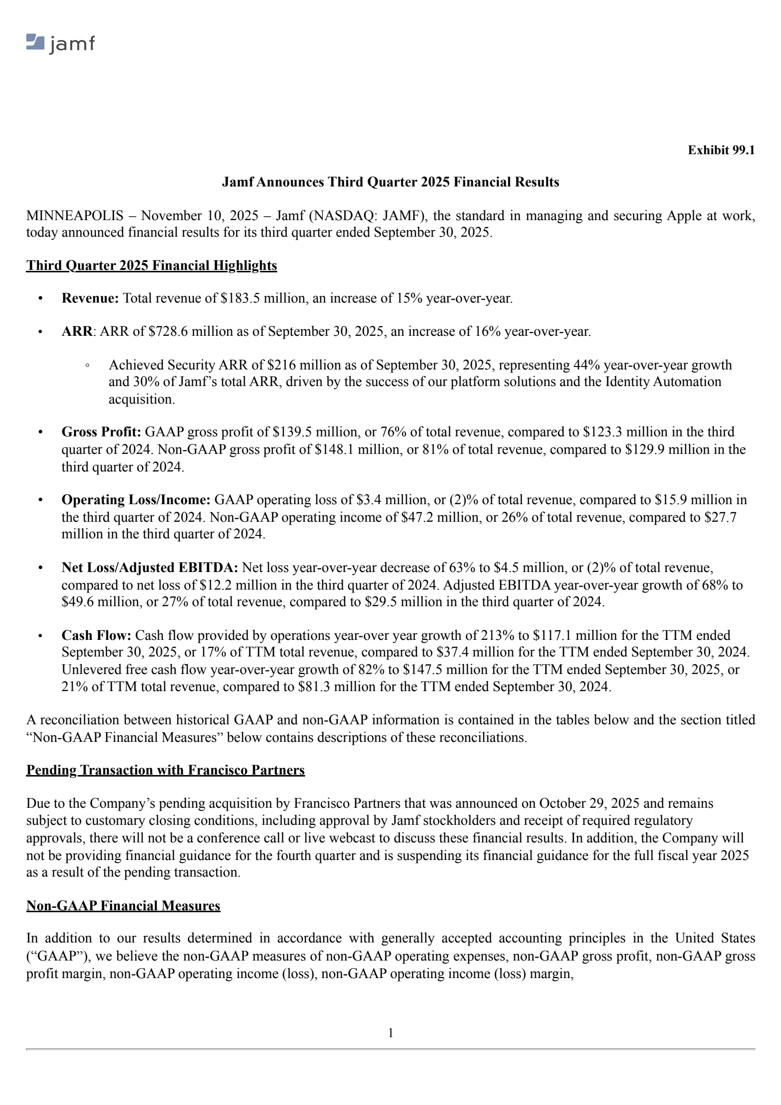 JAMF Q3 2025 Earnings Report on 11/10/2025