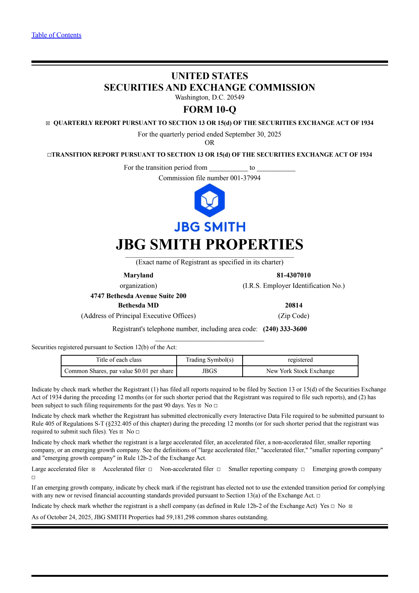 JBGS Q3 2025 Earnings Report on 10/28/2025