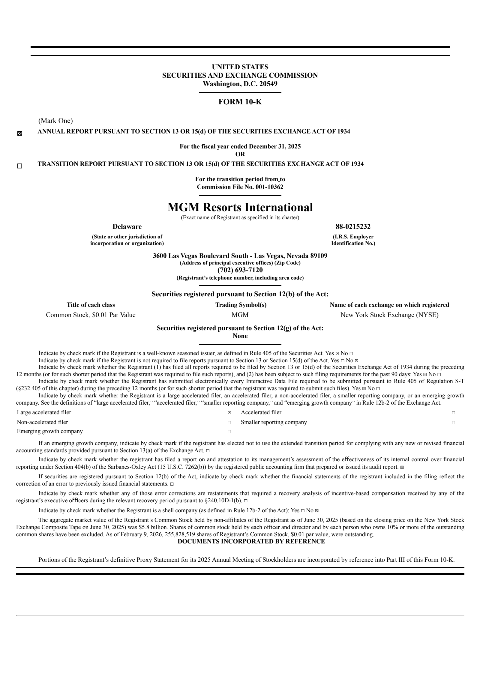 MGM Q4 2025 Earnings Report on 2/4/2026