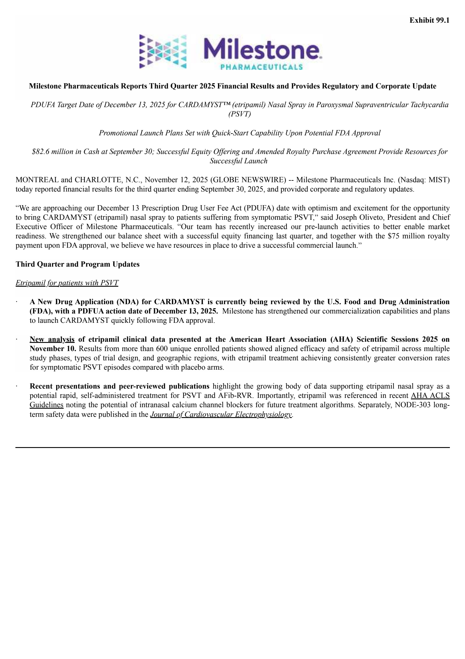 MIST Q3 2025 Earnings Report on 11/12/2025