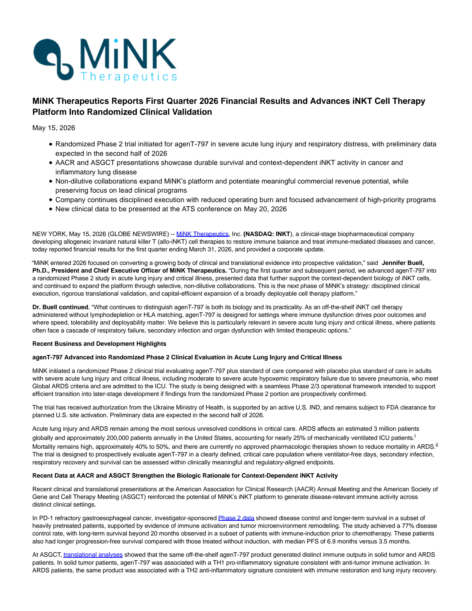 INKT Q1 2026 Earnings Report on 5/15/2026