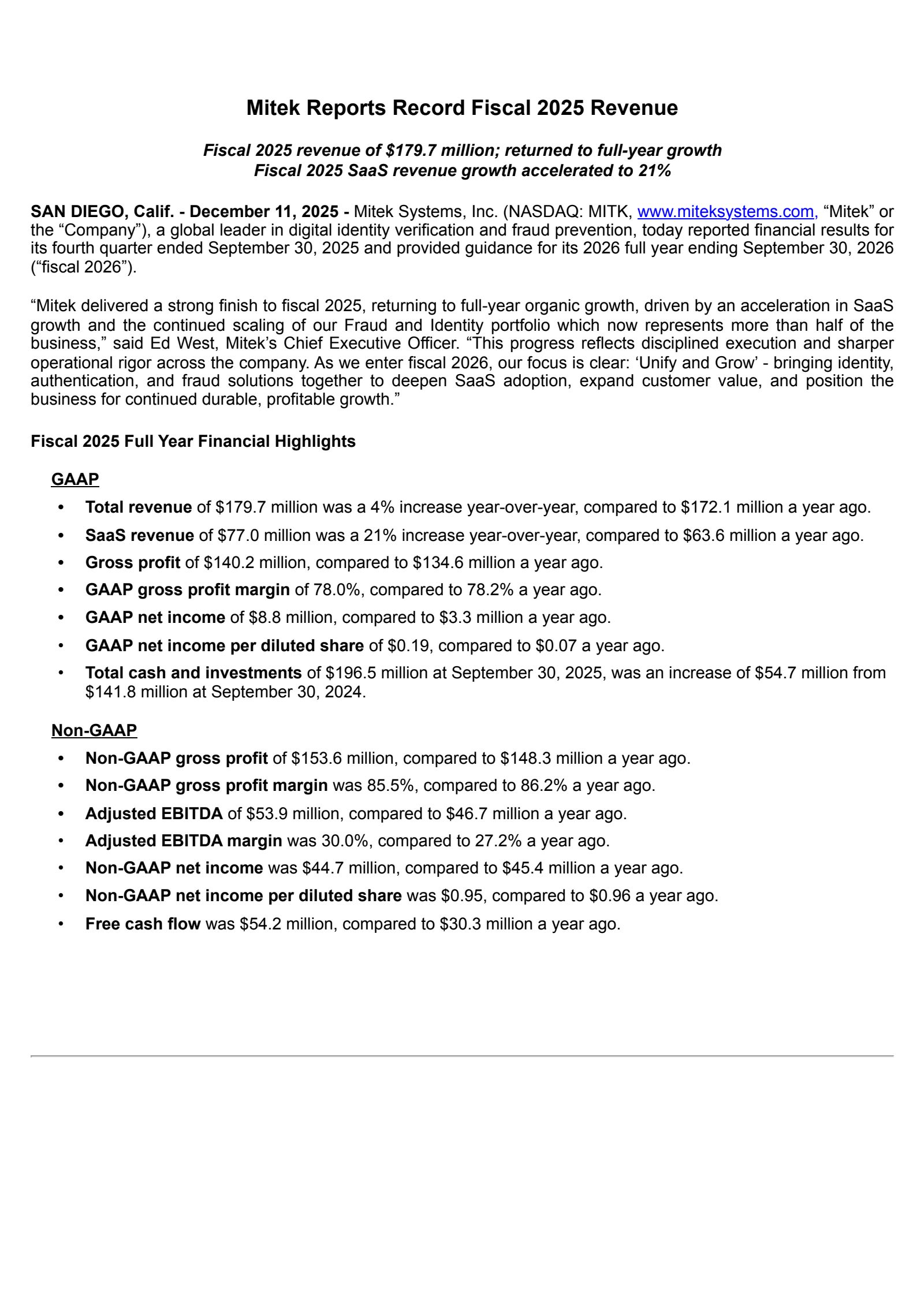 MITK Q4 2025 Earnings Report on 12/11/2025