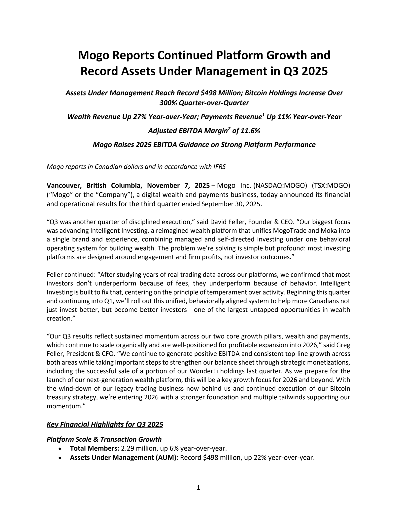 MOGO Q3 2025 Earnings Report on 11/7/2025