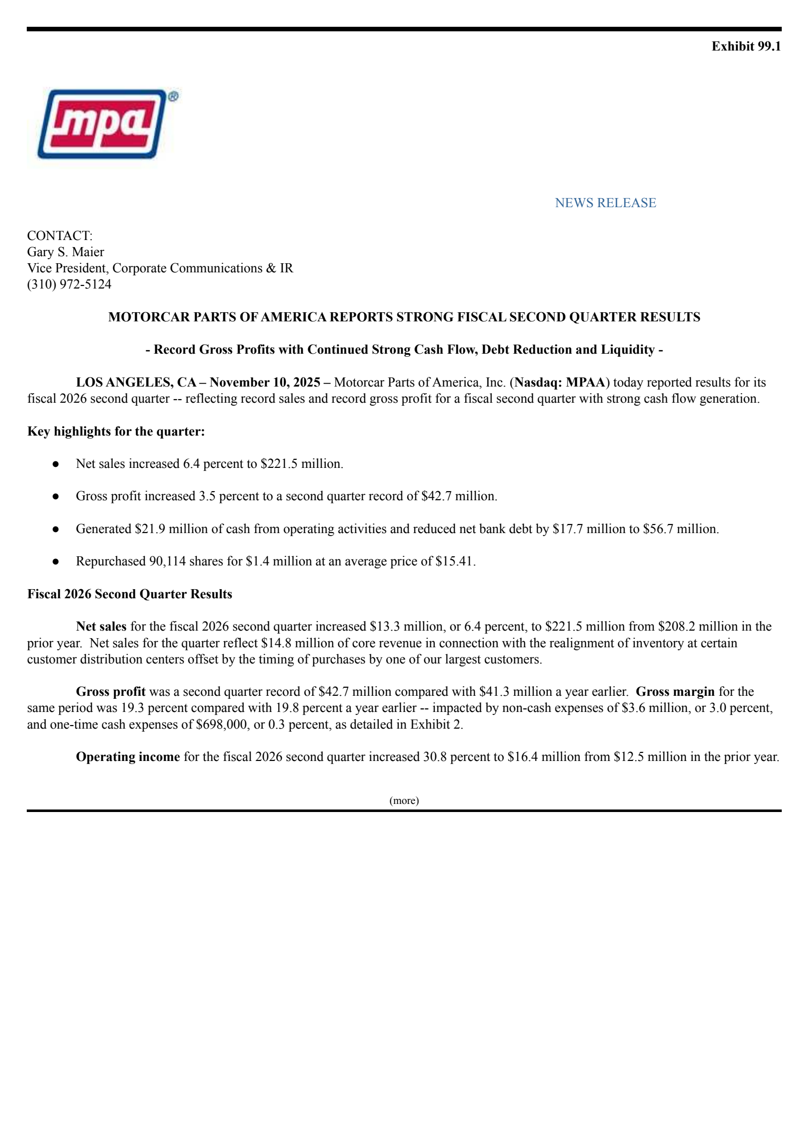 MPAA Q2 2026 Earnings Report on 11/10/2025