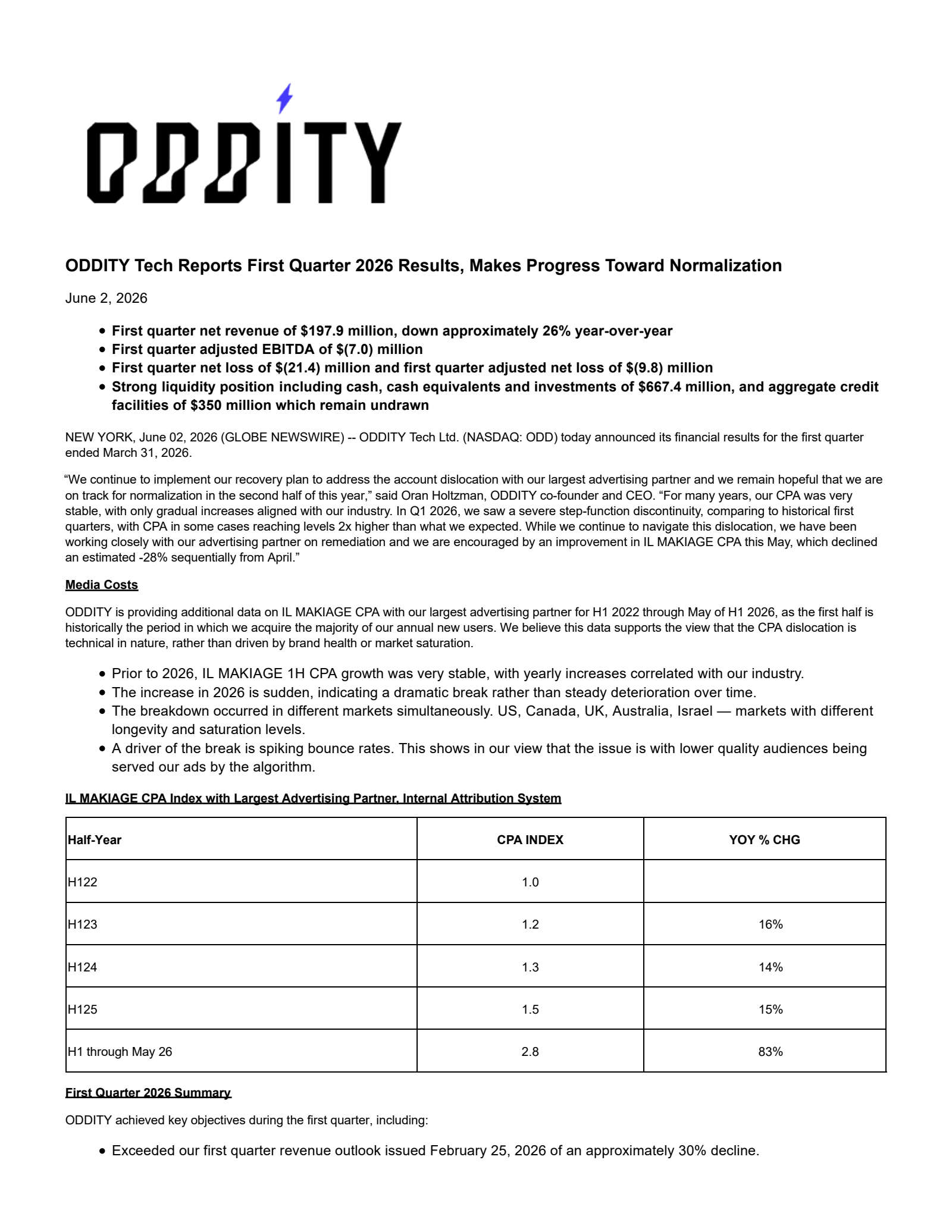 ODD Q1 2026 Earnings Report on 6/2/2026