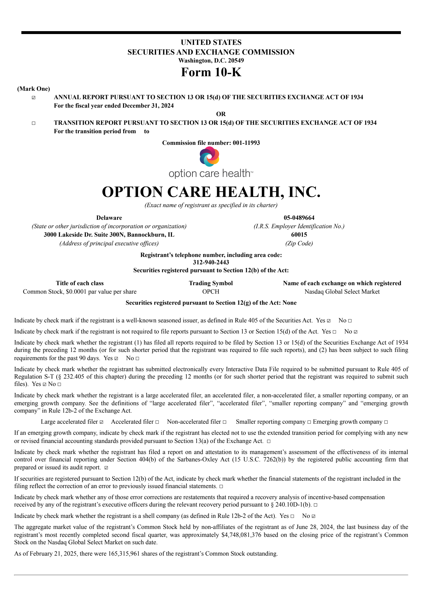 OPCH Q4 2024 Earnings Report on 2/26/2025