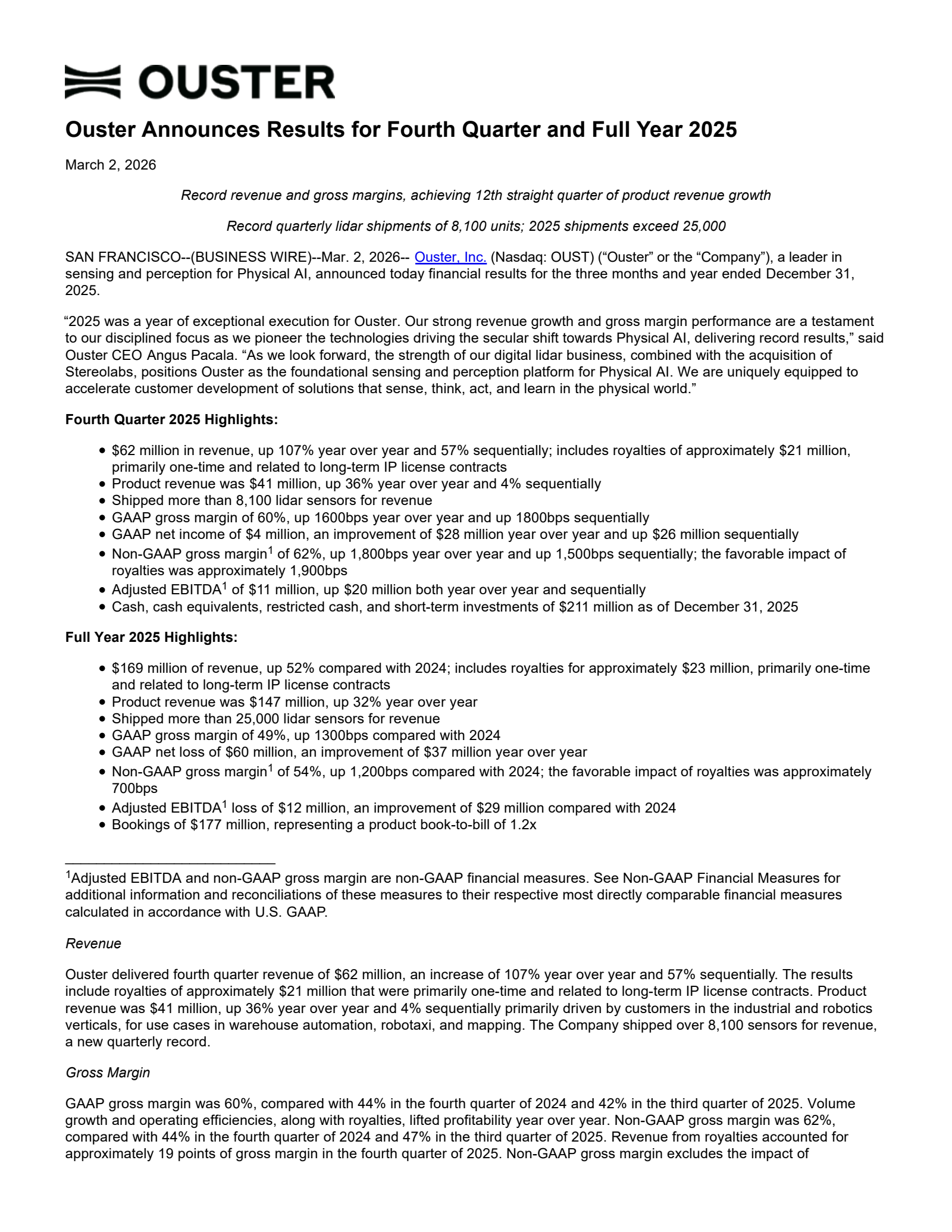 OUST Q4 2025 Earnings Report on 3/2/2026