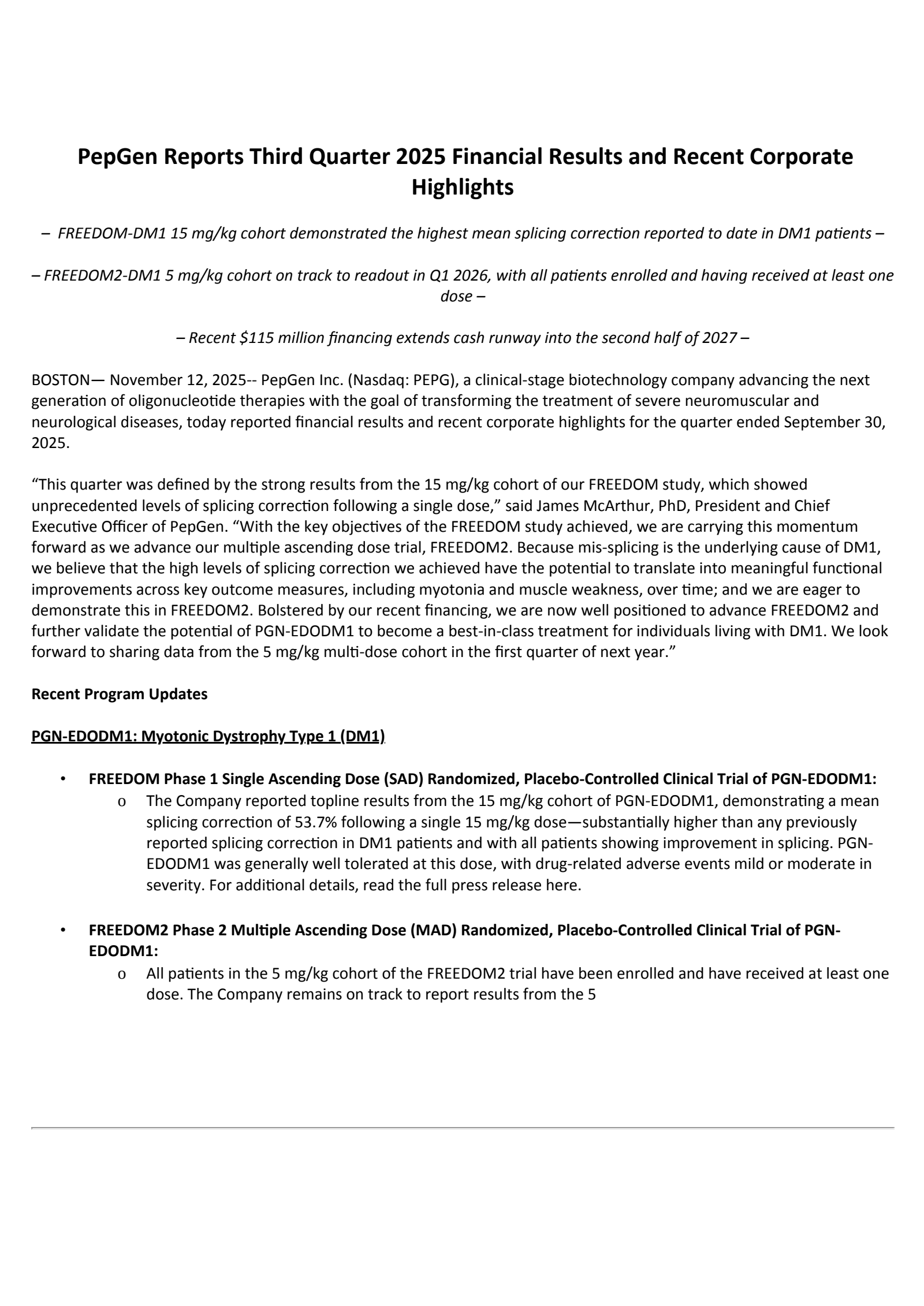 PEPG Q3 2025 Earnings Report on 11/12/2025