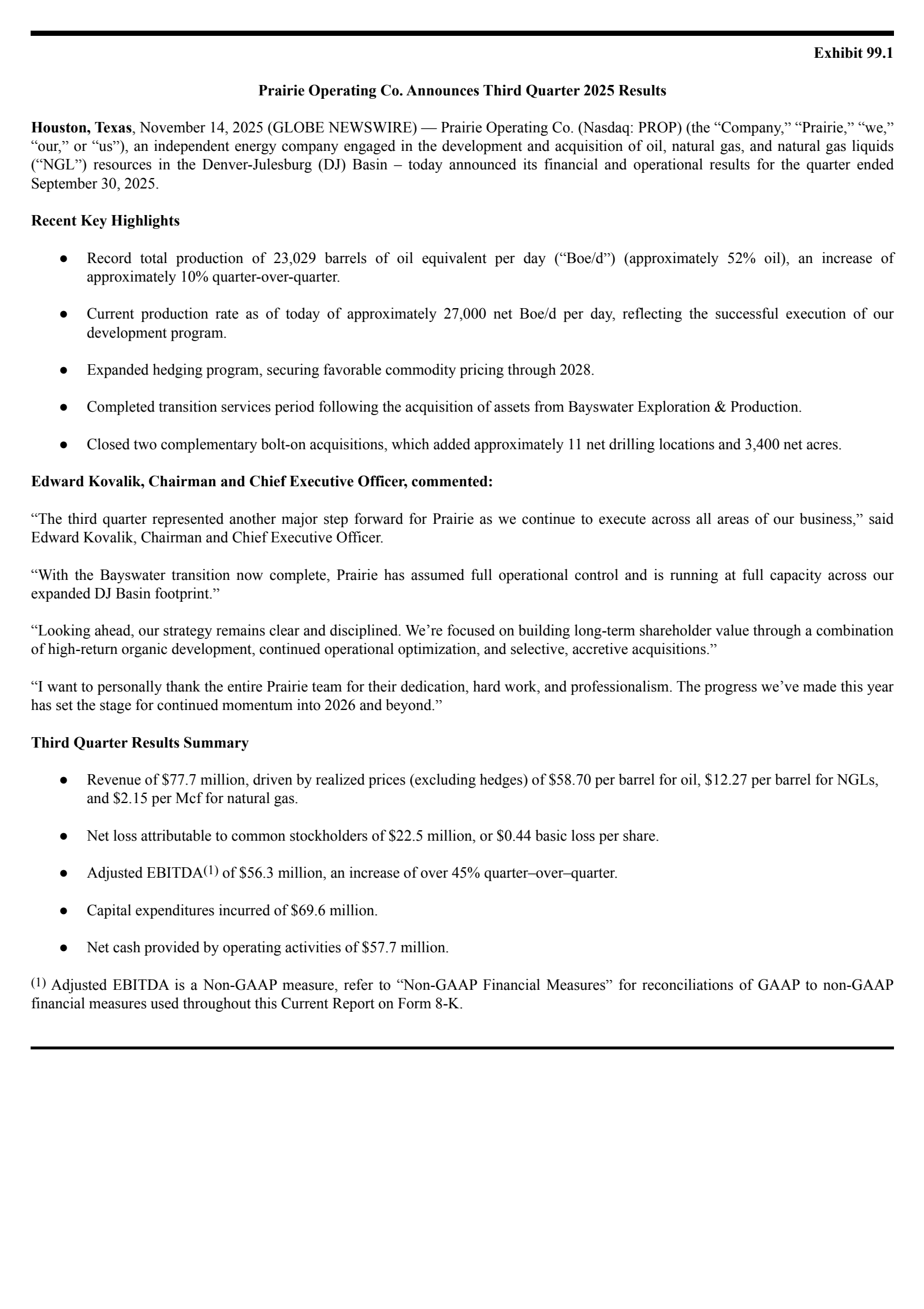 PROP Q3 2025 Earnings Report on 11/14/2025