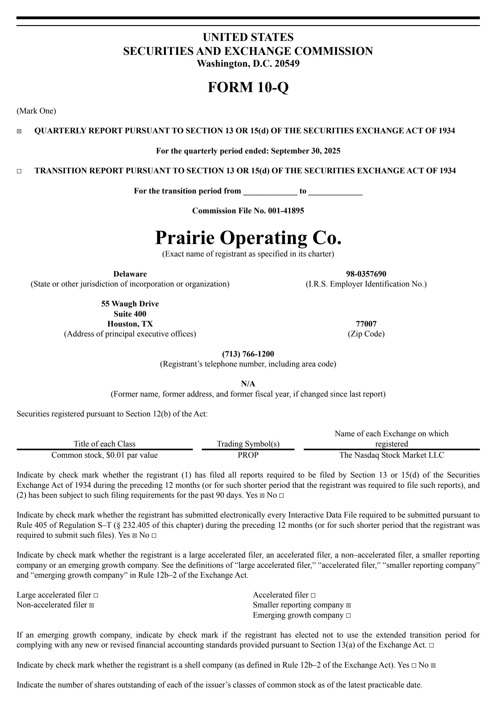 PROP Q3 2025 Earnings Report on 11/14/2025
