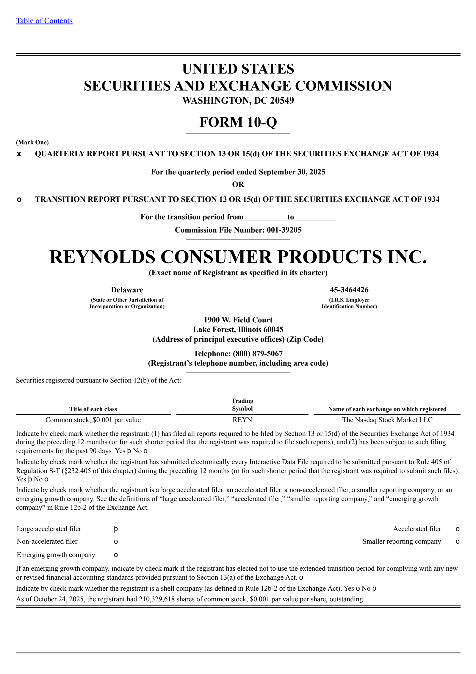 REYN Q3 2025 Earnings Report on 10/29/2025