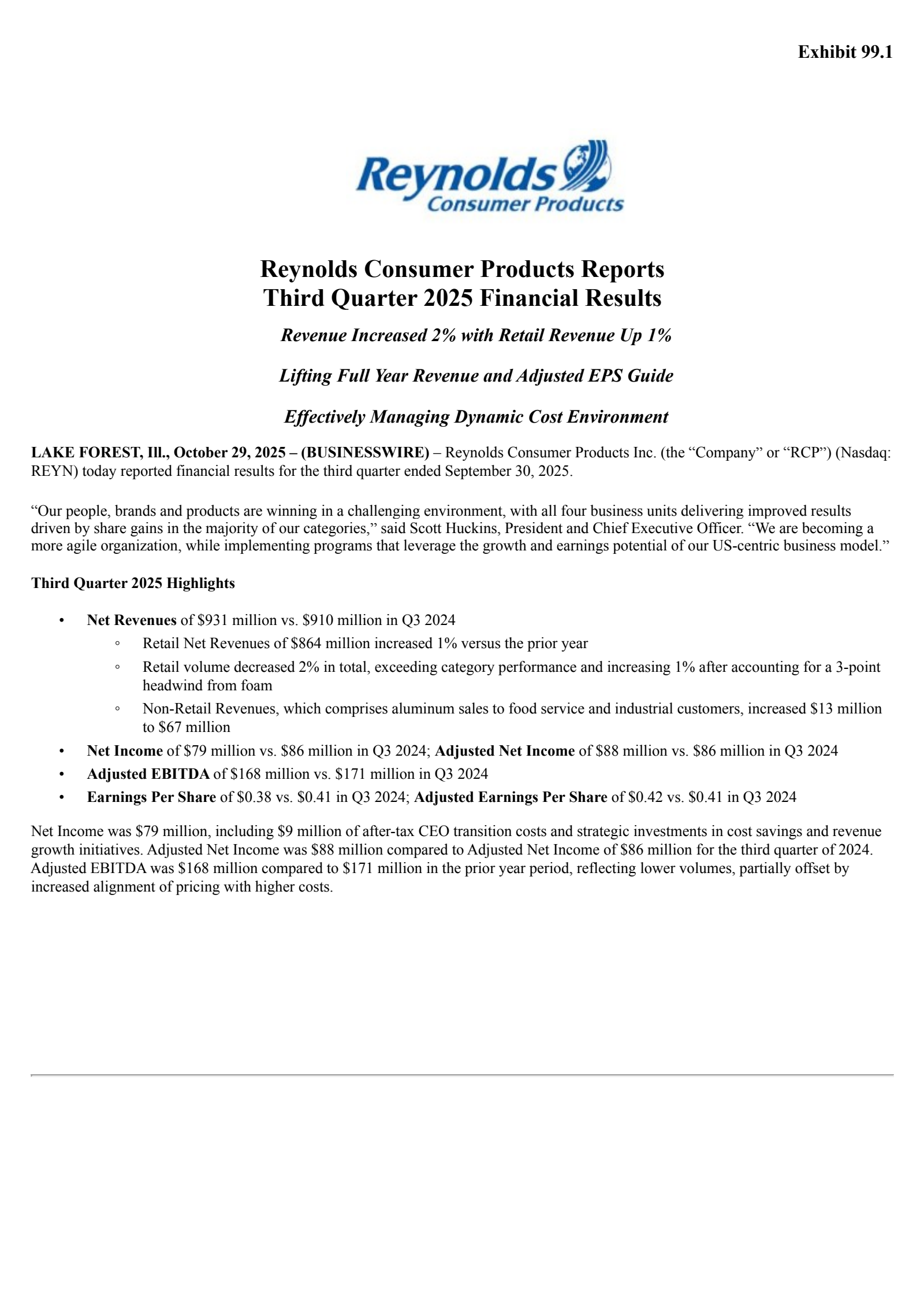 REYN Q3 2025 Earnings Report on 10/29/2025