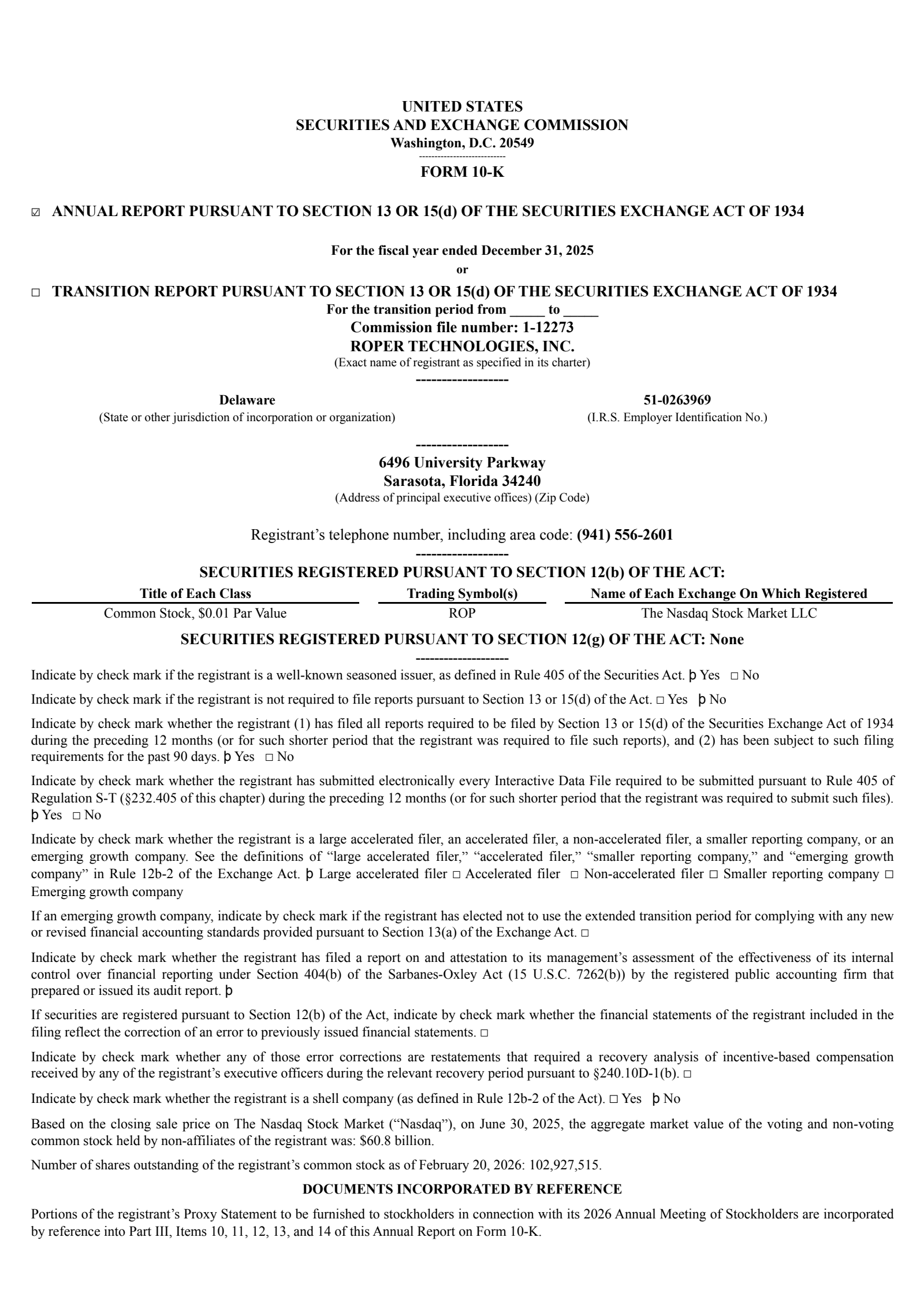 ROP Q4 2025 Earnings Report on 1/27/2026