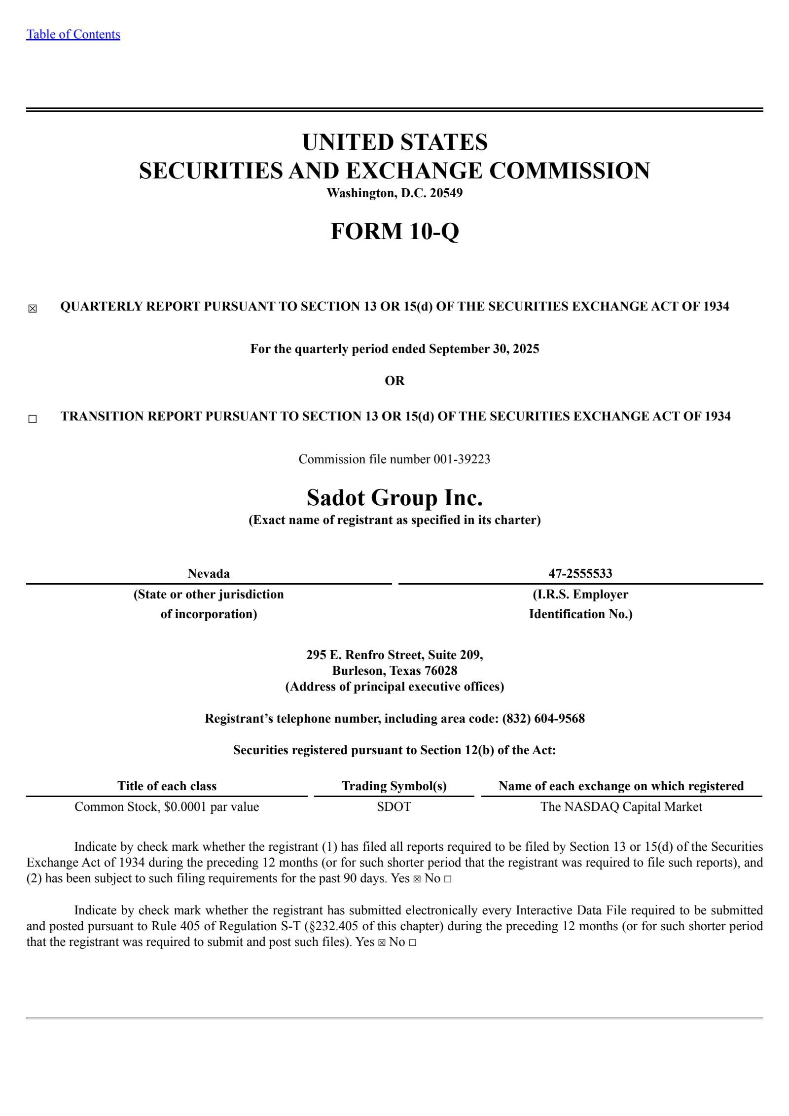 SDOT Q3 2025 Earnings Report on 11/19/2025