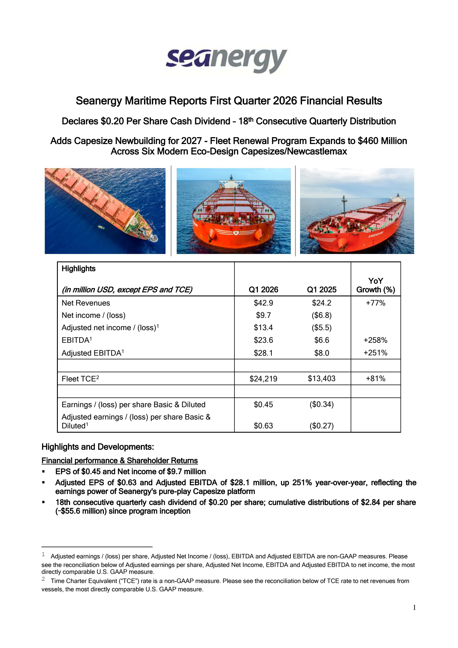 SHIP Q1 2026 Earnings Report on 5/28/2026