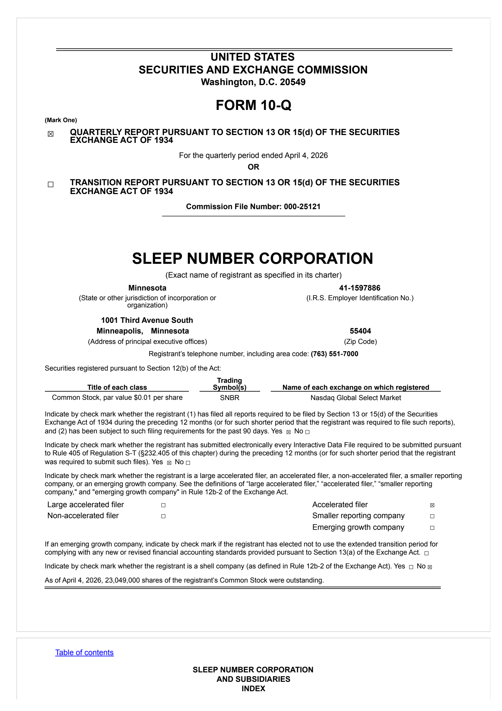 SNBR Q1 2026 Earnings Report on 5/12/2026