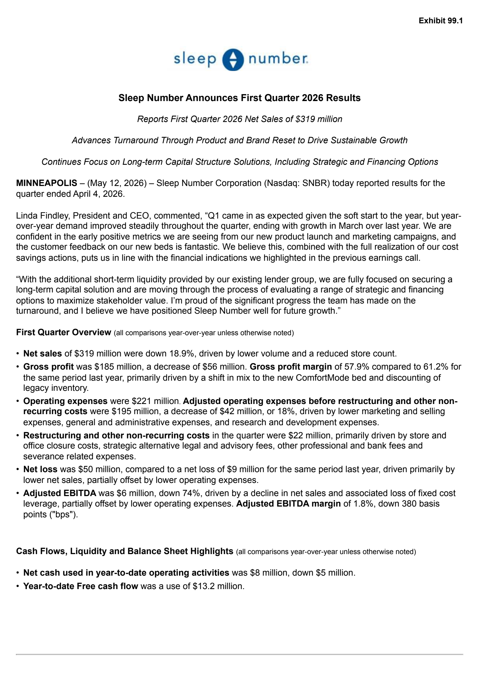 SNBR Q1 2026 Earnings Report on 5/12/2026