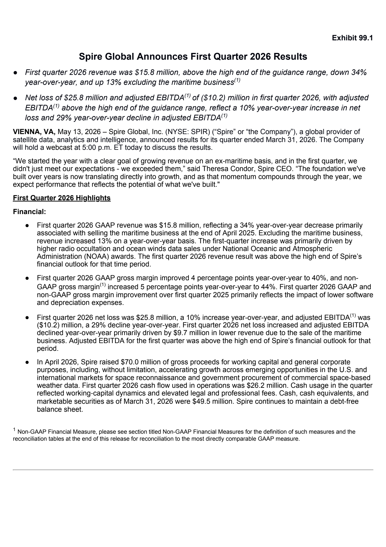SPIR Q1 2026 Earnings Report on 5/13/2026