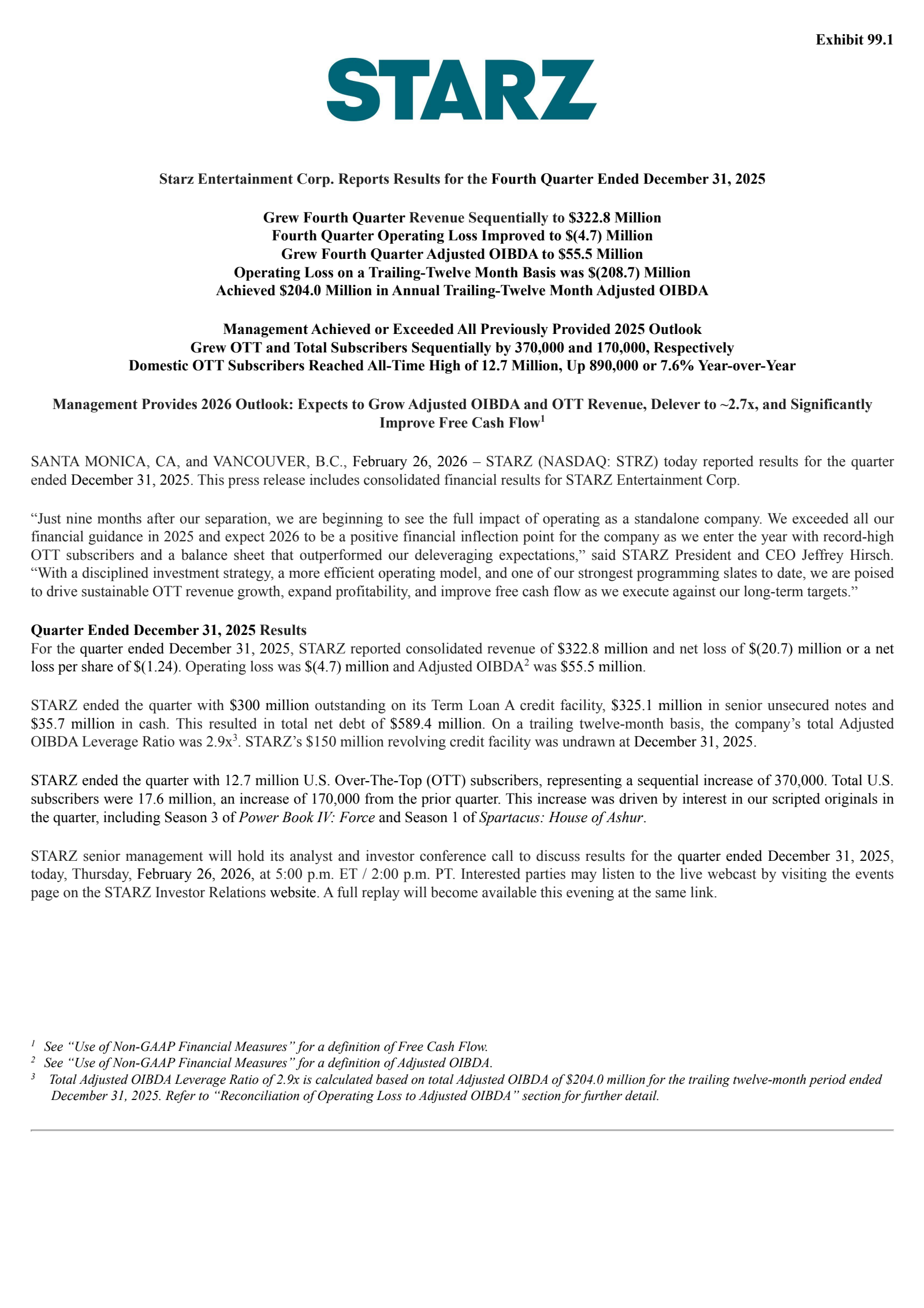 STRZ Q4 2026 Earnings Report on 2/26/2026