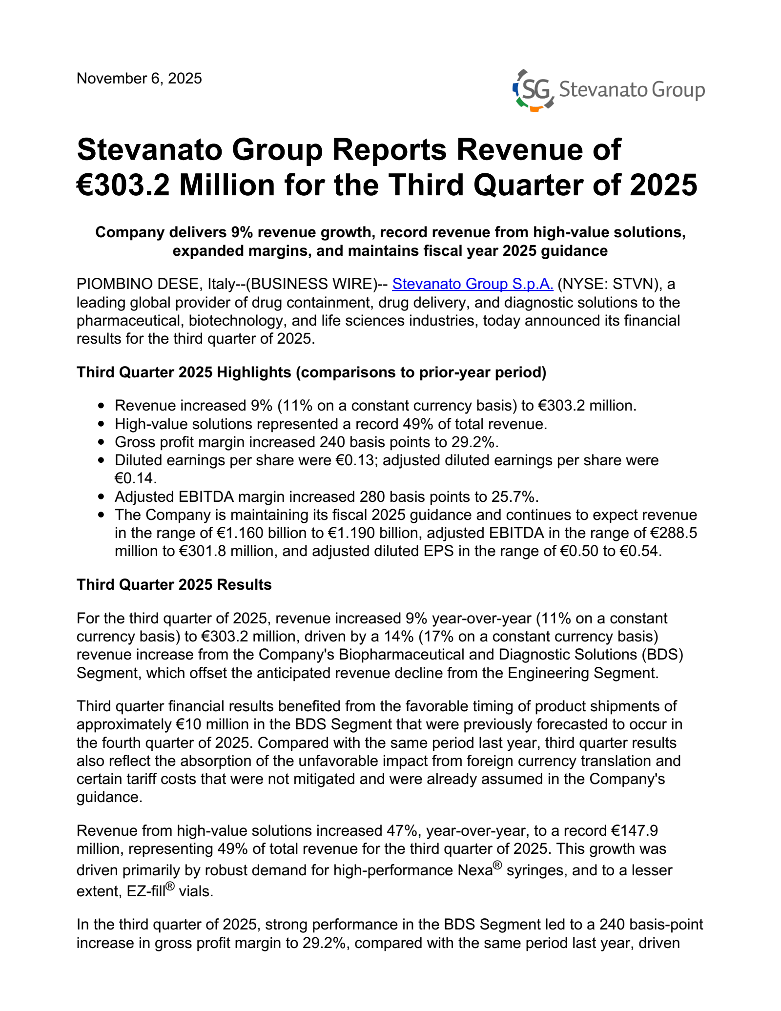 STVN Q3 2025 Earnings Report on 11/6/2025