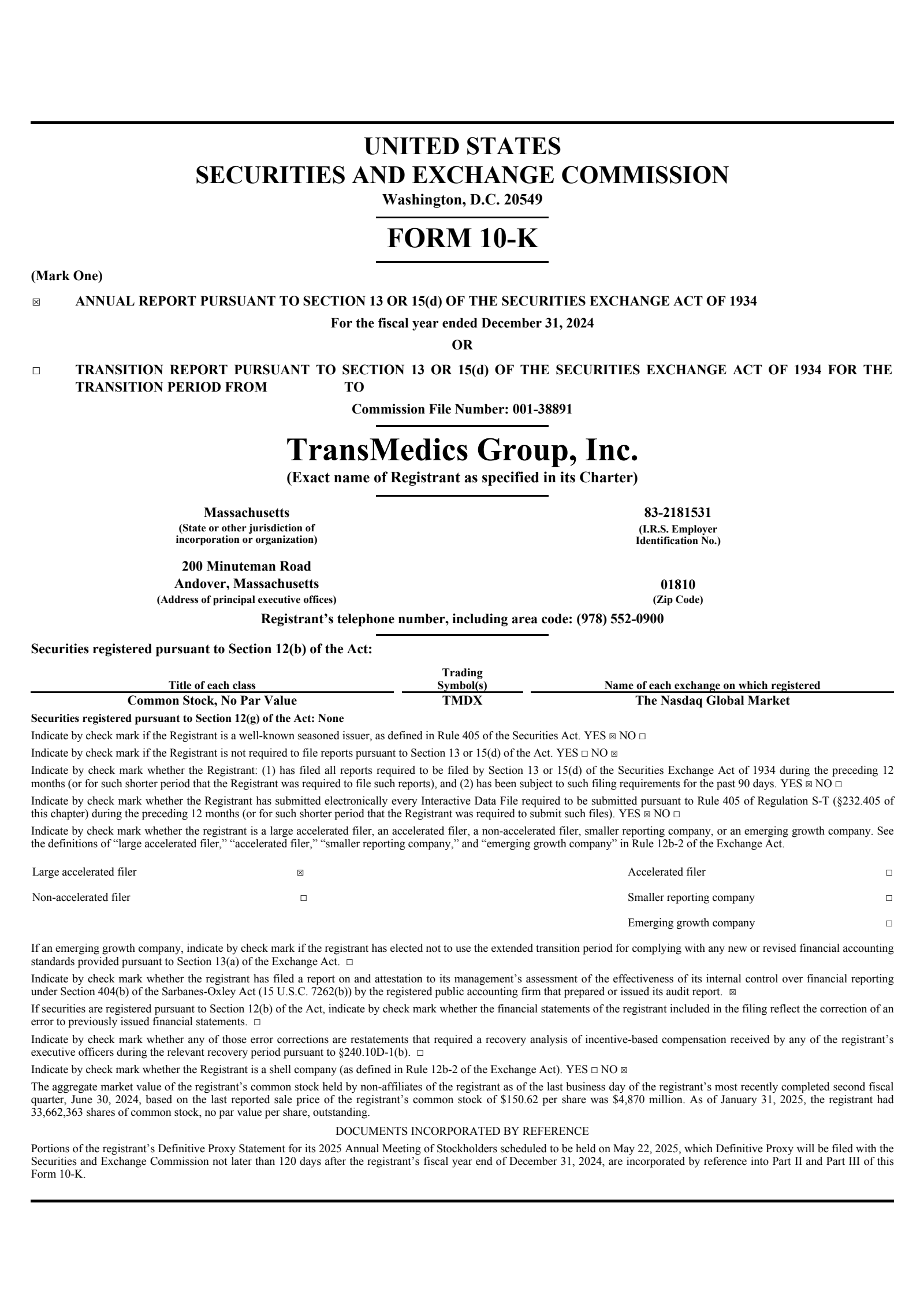 TMDX Q4 2024 Earnings Report on 2/27/2025