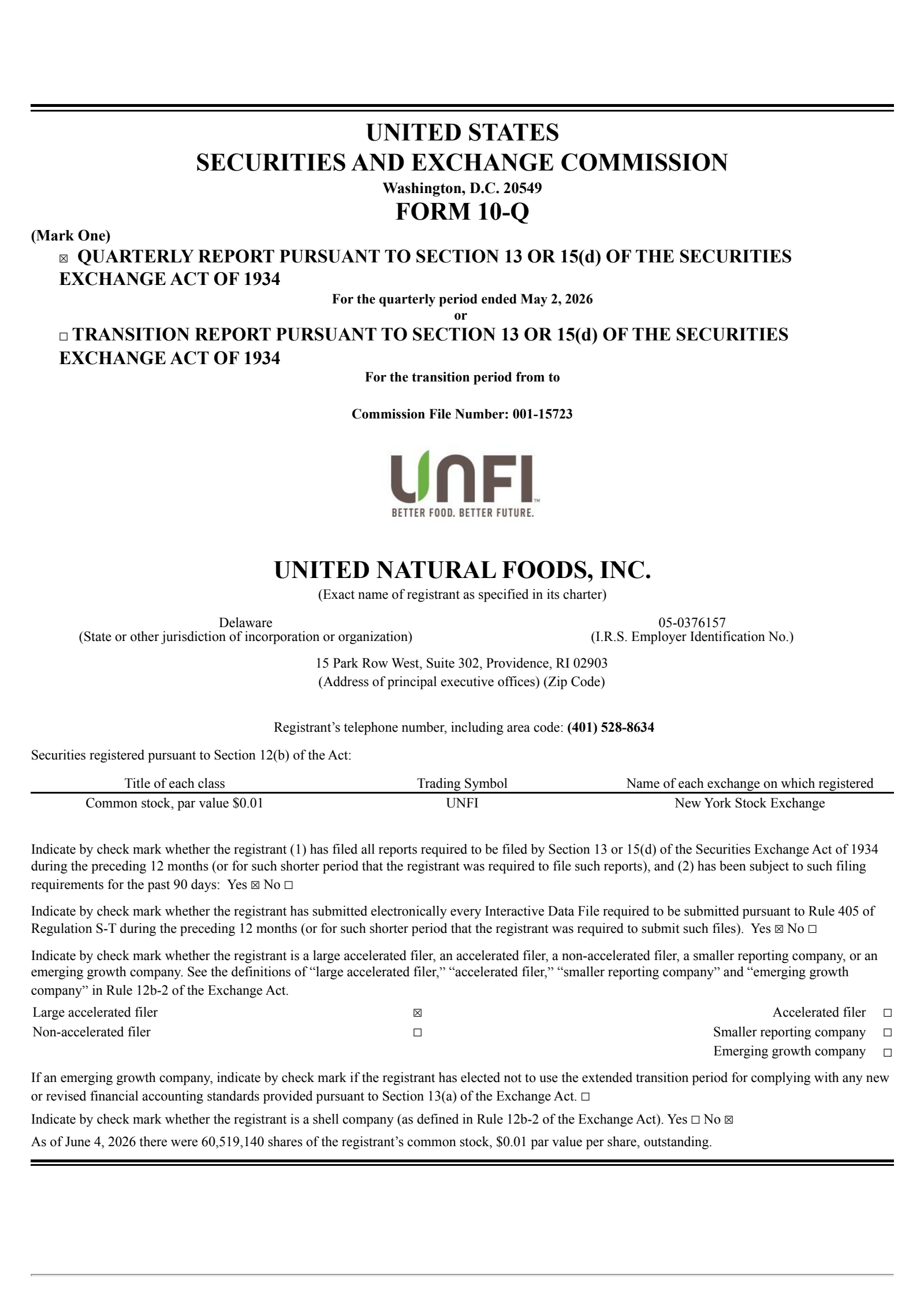 UNFI Q3 2026 Earnings Report on 6/9/2026
